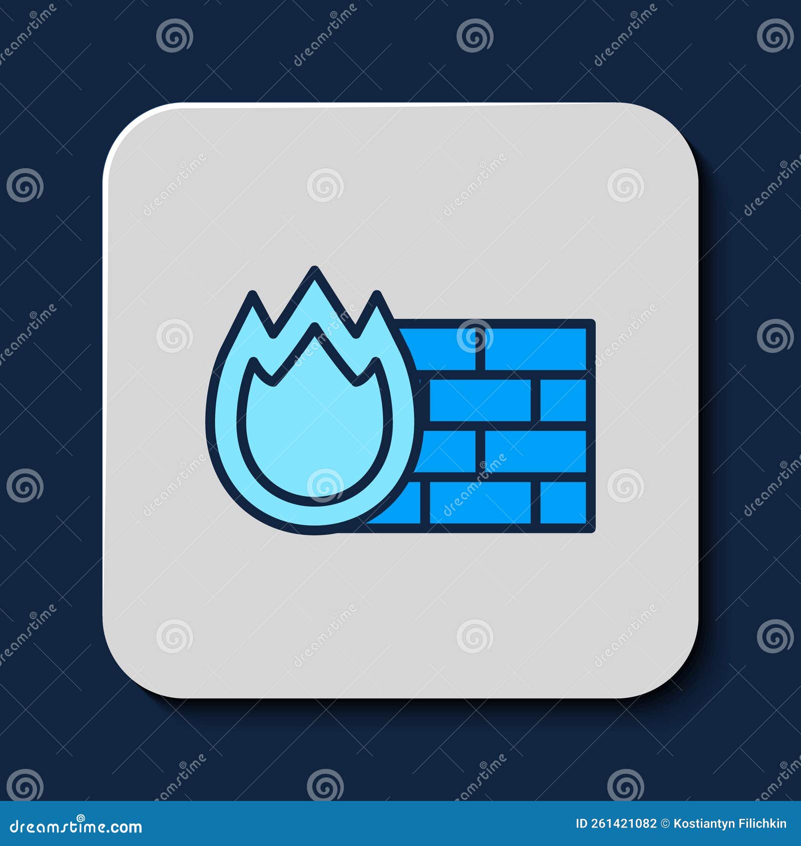 Filled Outline Firewall, Security Wall Icon Isolated on Blue Background ...