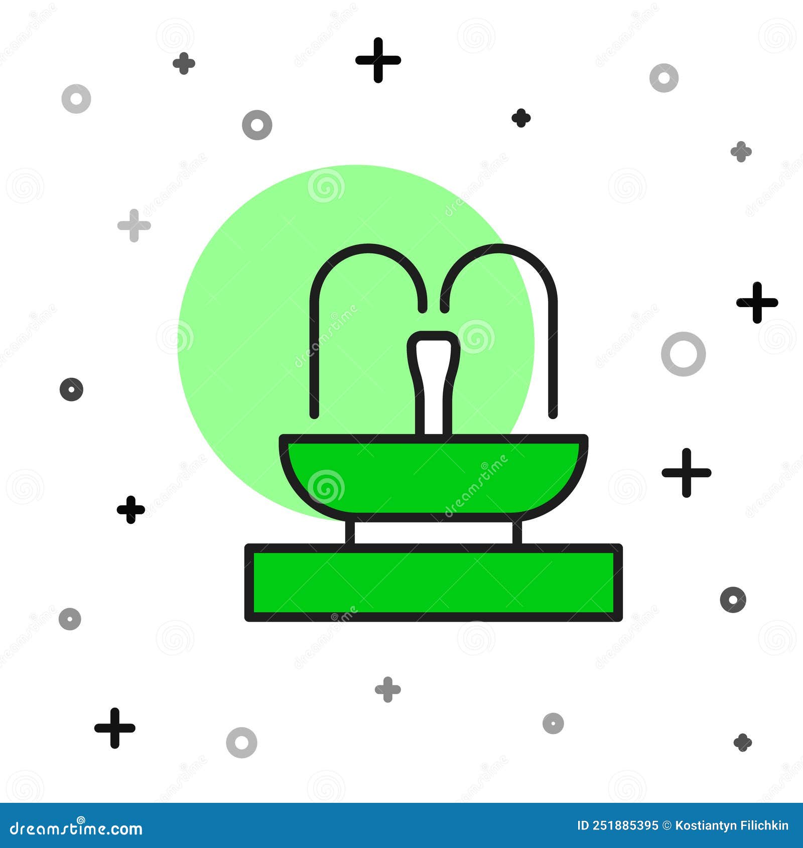 Filled Outline Fountain Icon Isolated on White Background. Vector Stock ...