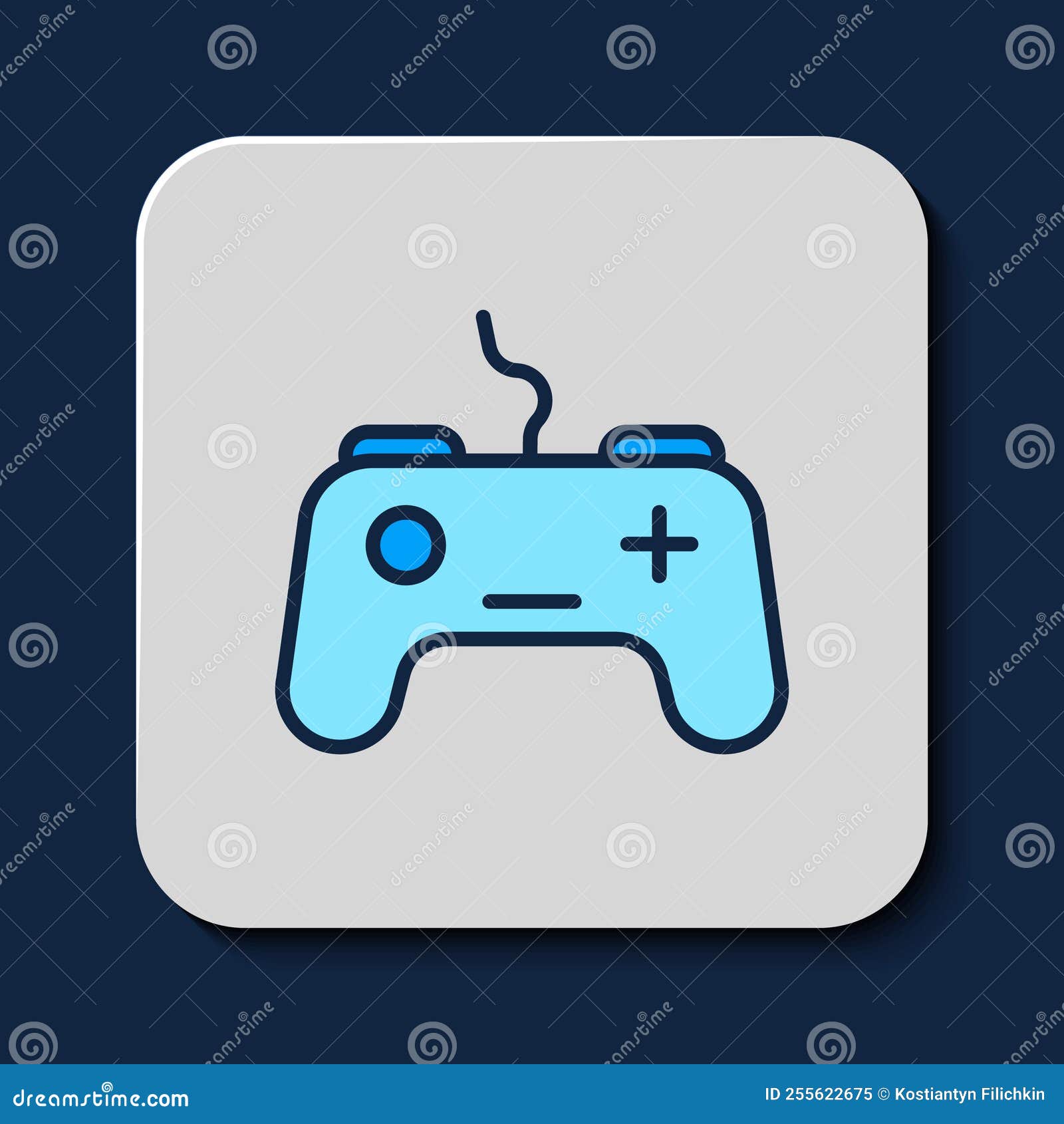 Filled Outline Gamepad Icon Isolated on Blue Background. Game ...