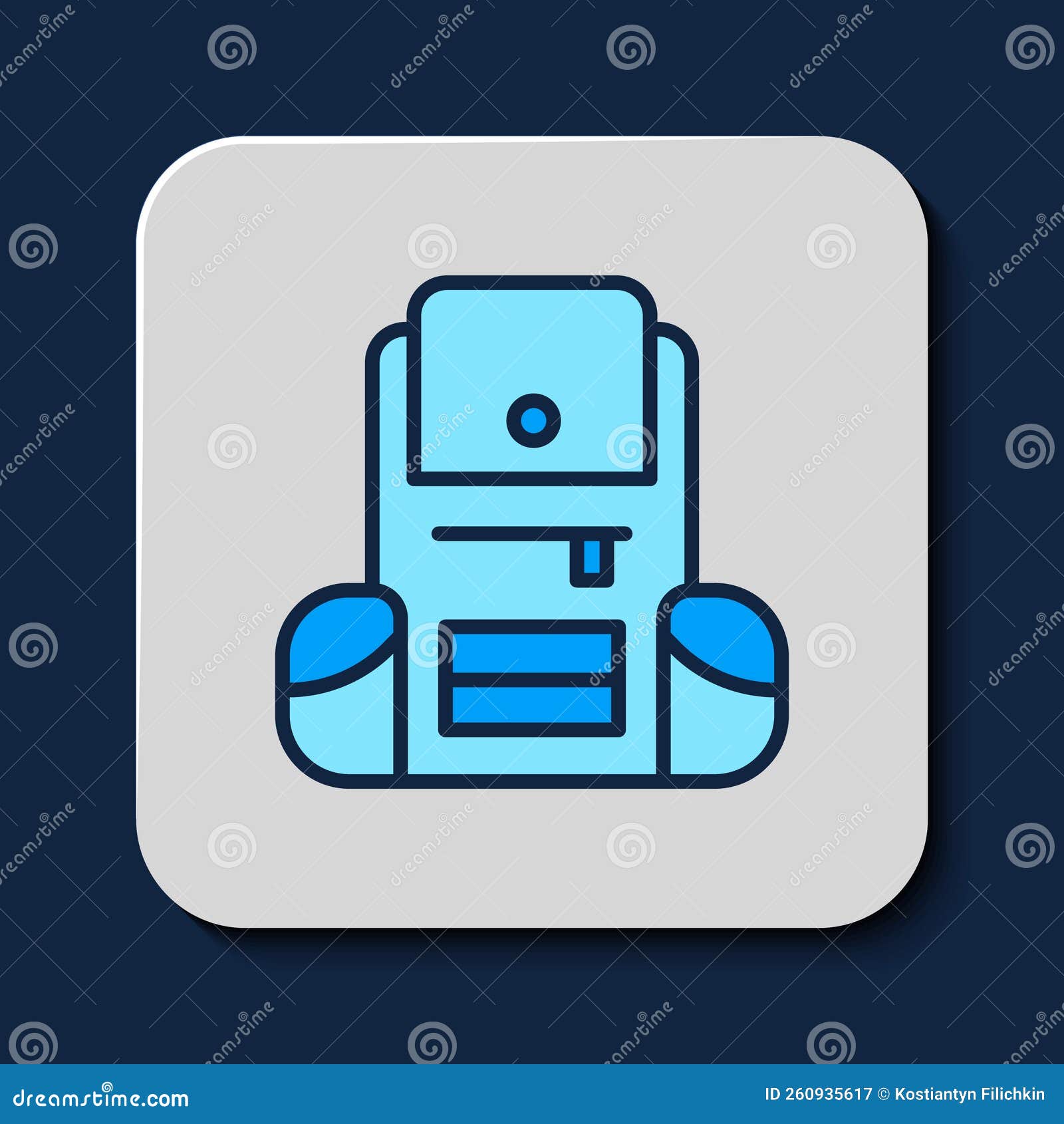 Filled Outline Hiking Backpack Icon Isolated on Blue Background ...