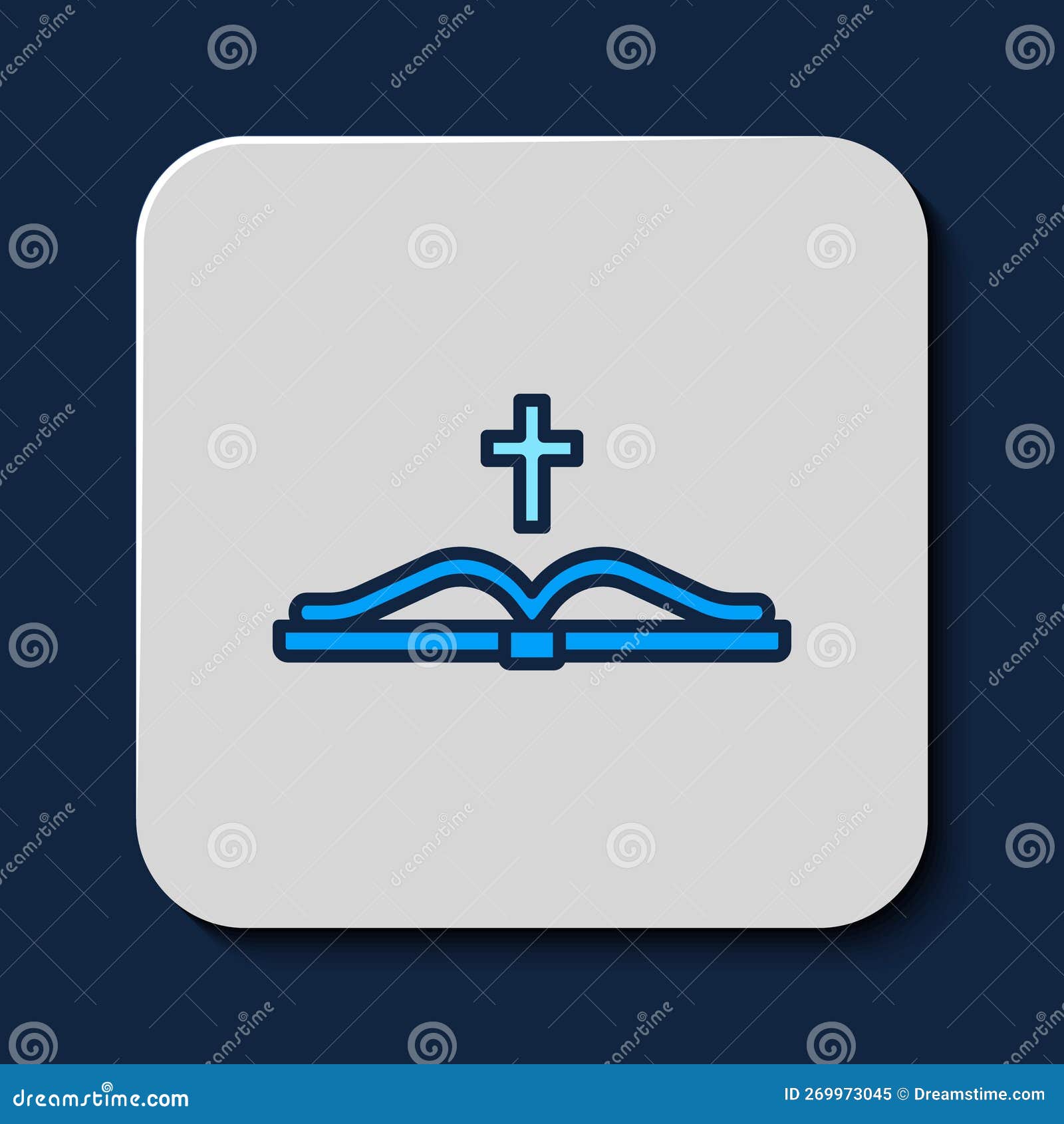 Filled Outline Holy Bible Book Icon Isolated on Blue Background. Vector ...