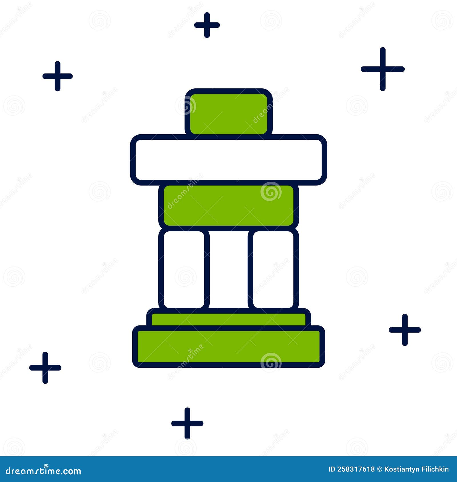 Filled Outline Inukshuk Icon Isolated on White Background. Vector Stock ...