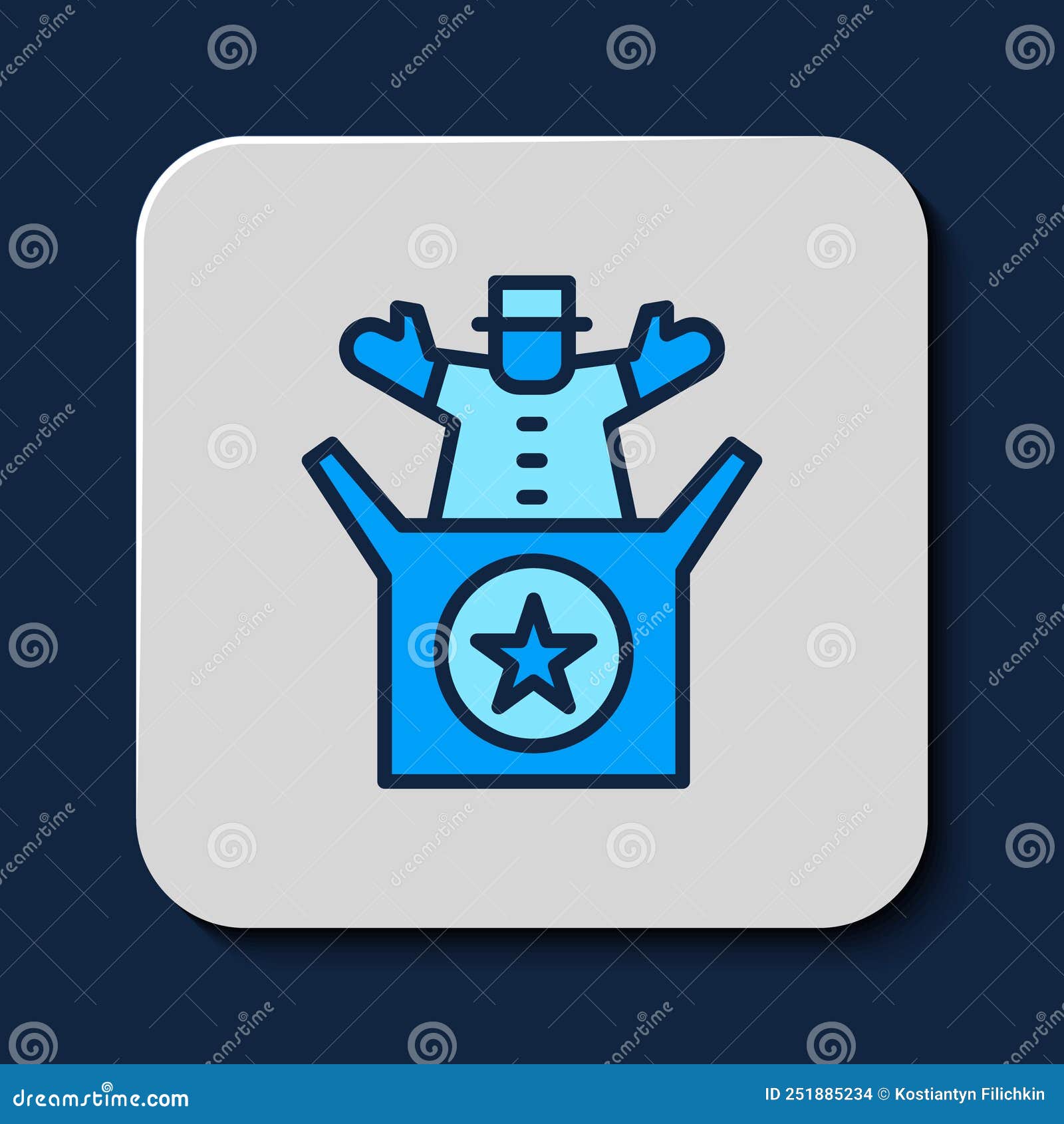 Filled Outline Jack in the Box Toy Icon Isolated on Blue Background ...