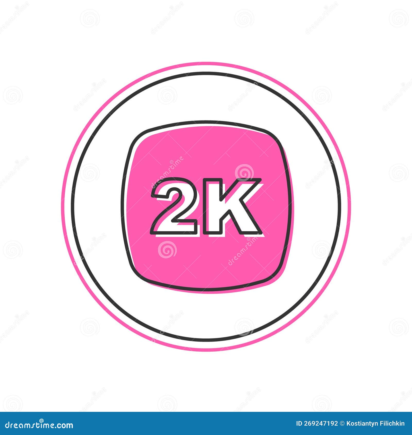 Filled Outline 2k Ultra HD Icon Isolated On White Background. Vector ...