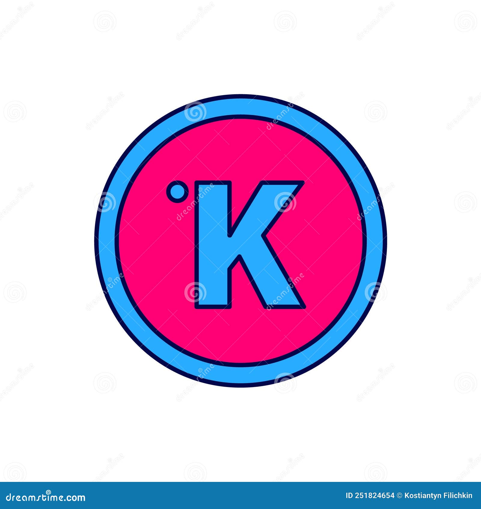 Filled Outline Kelvin Icon Isolated on White Background. Vector Stock ...