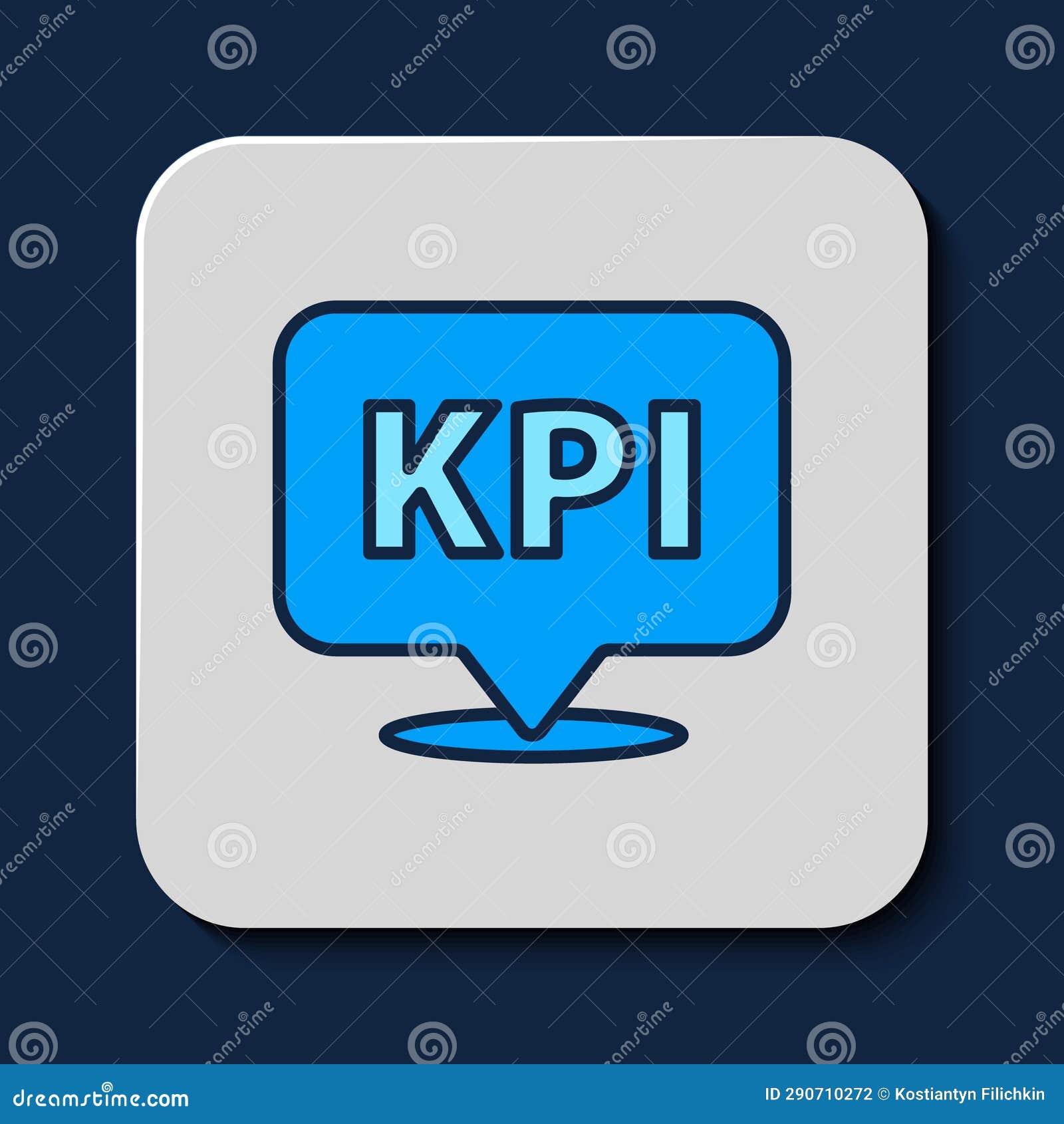 Filled Outline KPI - Key Performance Indicator Icon Isolated on Blue ...