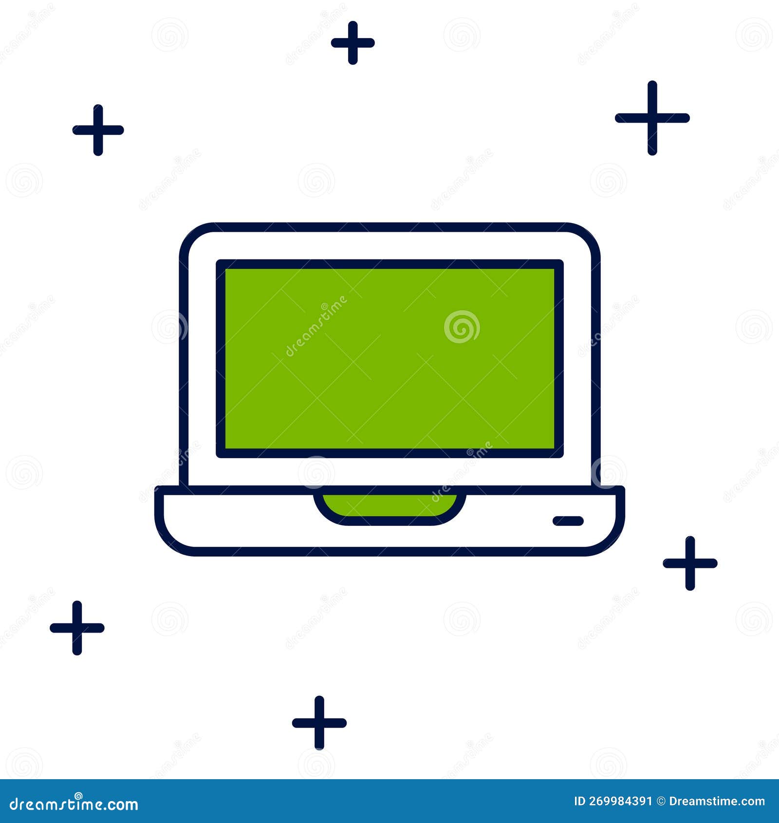 Filled Outline Laptop Icon Isolated on White Background. Computer ...