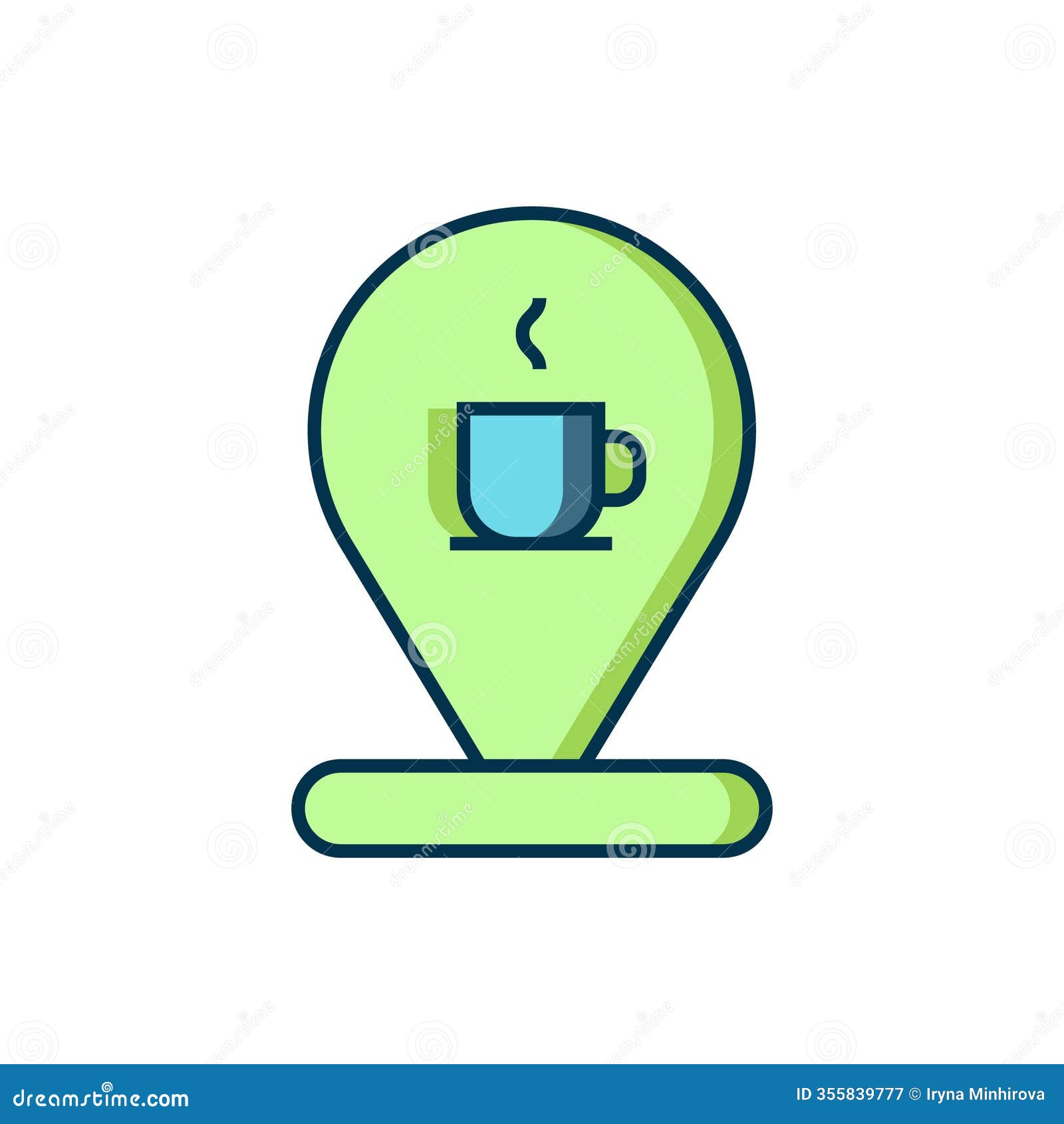 Filled Outline Location with Coffee Cup Icon Isolated on White ...