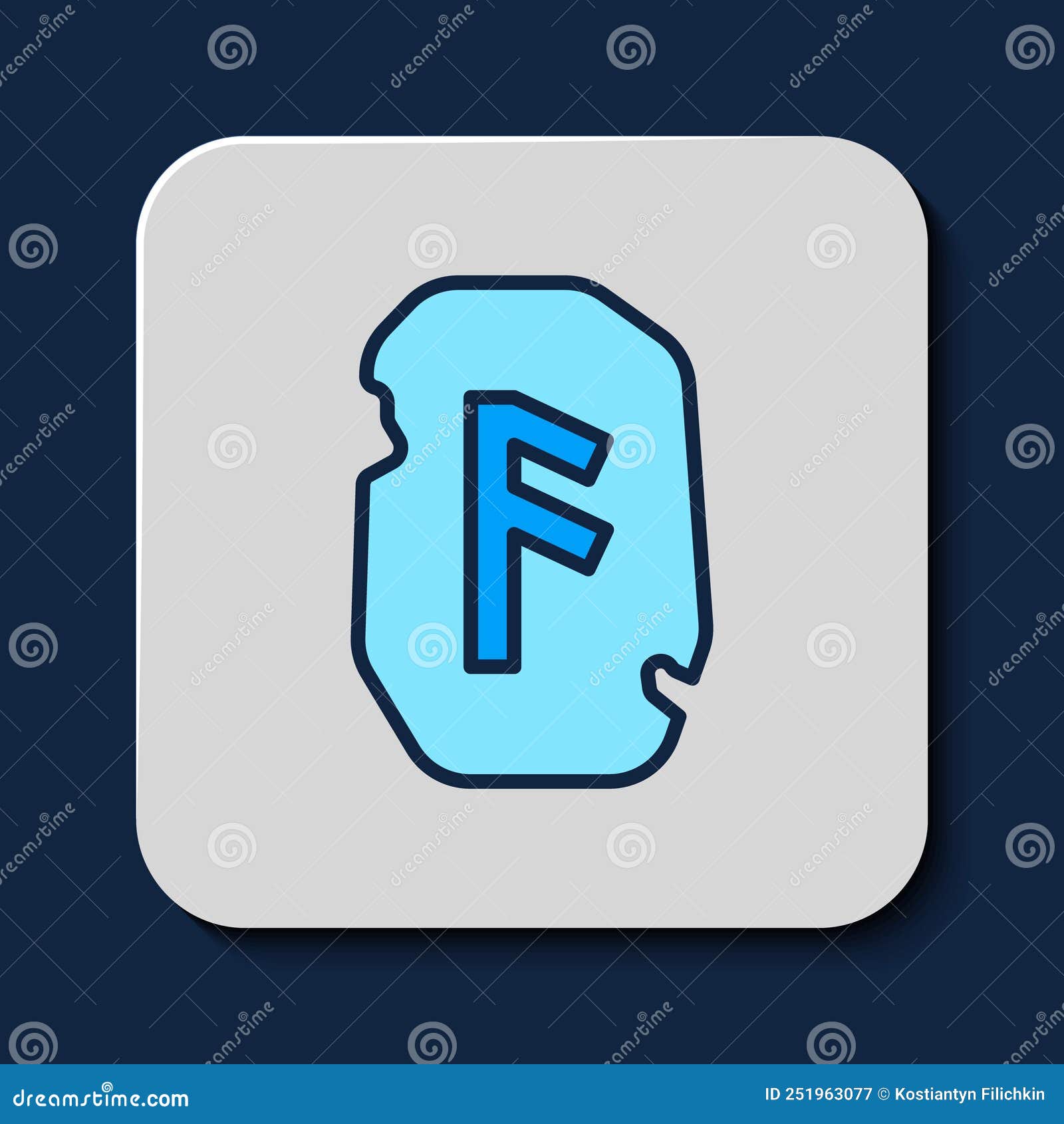 Filled Outline Magic Rune Icon Isolated on Blue Background. Rune Stone ...