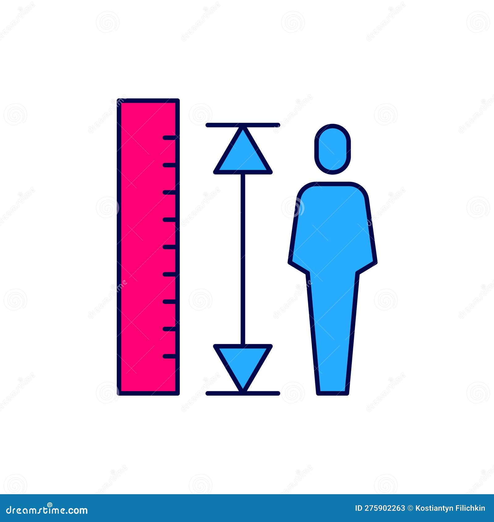 Filled Outline Measuring Height Body Icon Isolated on White Background ...