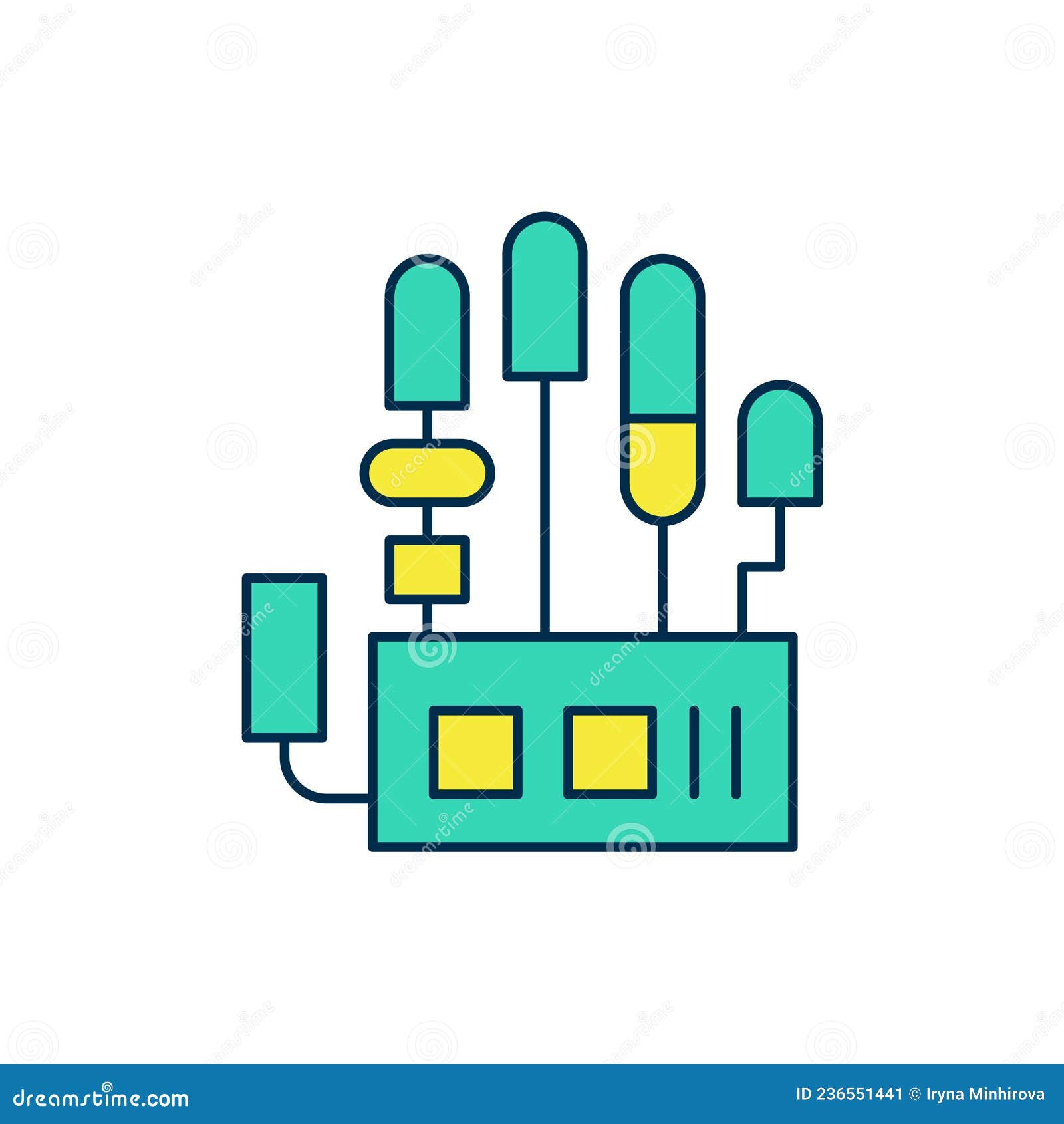 Filled Outline Mechanical Robot Hand Icon Isolated on White Background ...