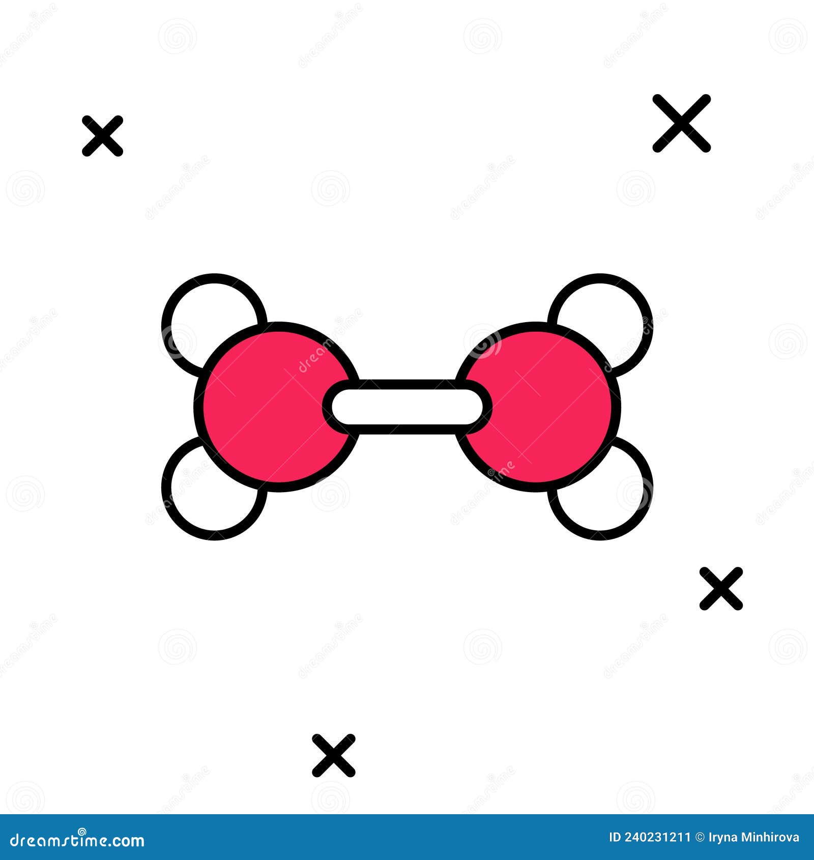 Filled Outline Molecule Icon Isolated on White Background. Structure of ...