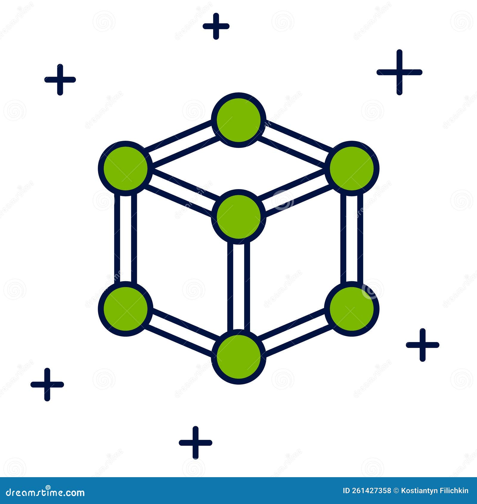 Filled Outline Molecule Icon Isolated on White Background. Structure of ...