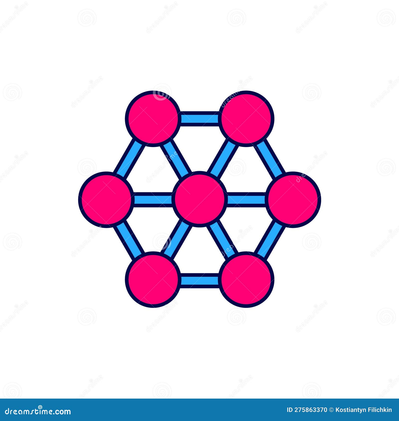 Filled Outline Molecule Icon Isolated on White Background. Structure of ...