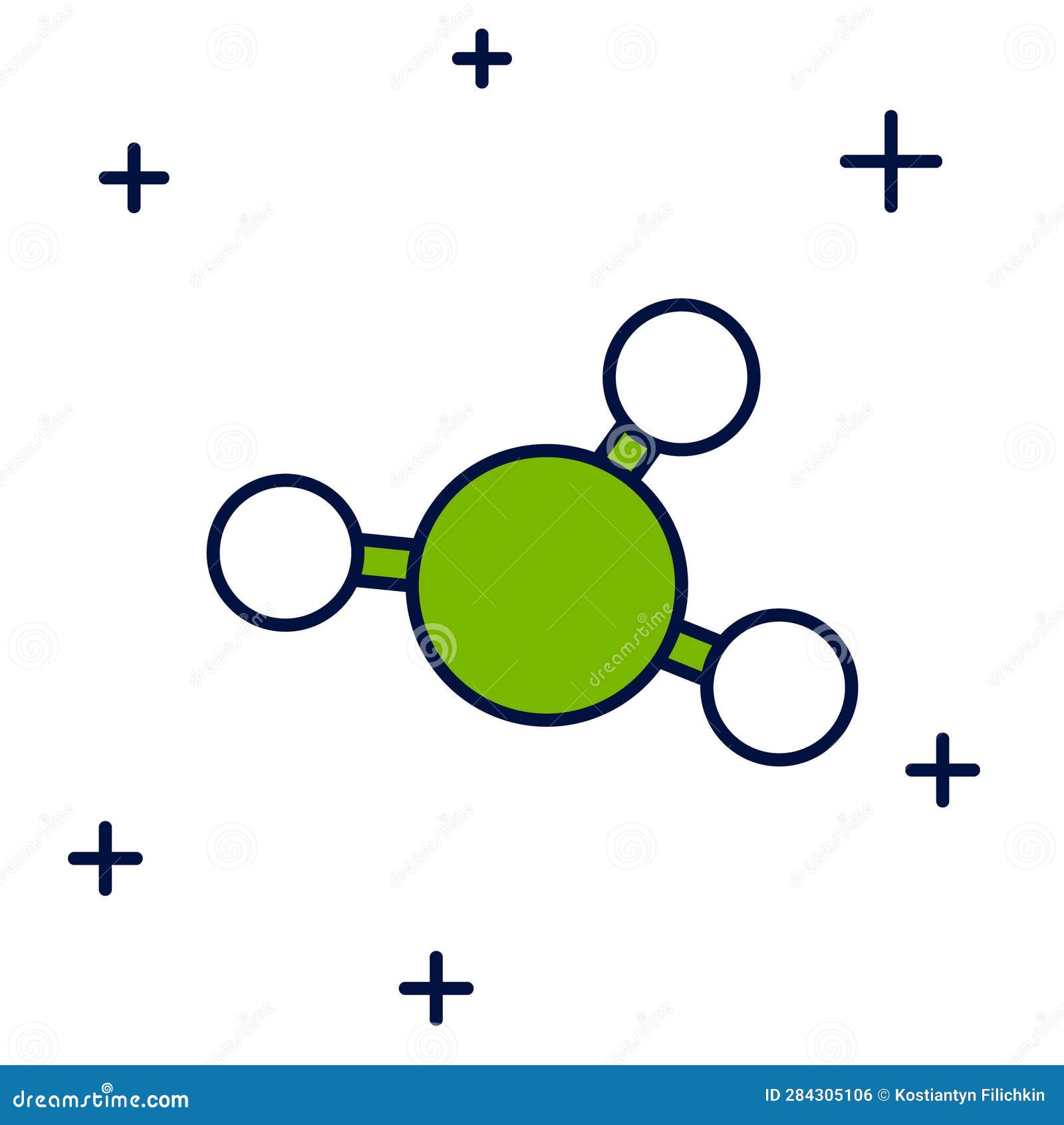 Filled Outline Molecule Icon Isolated on White Background. Structure of ...