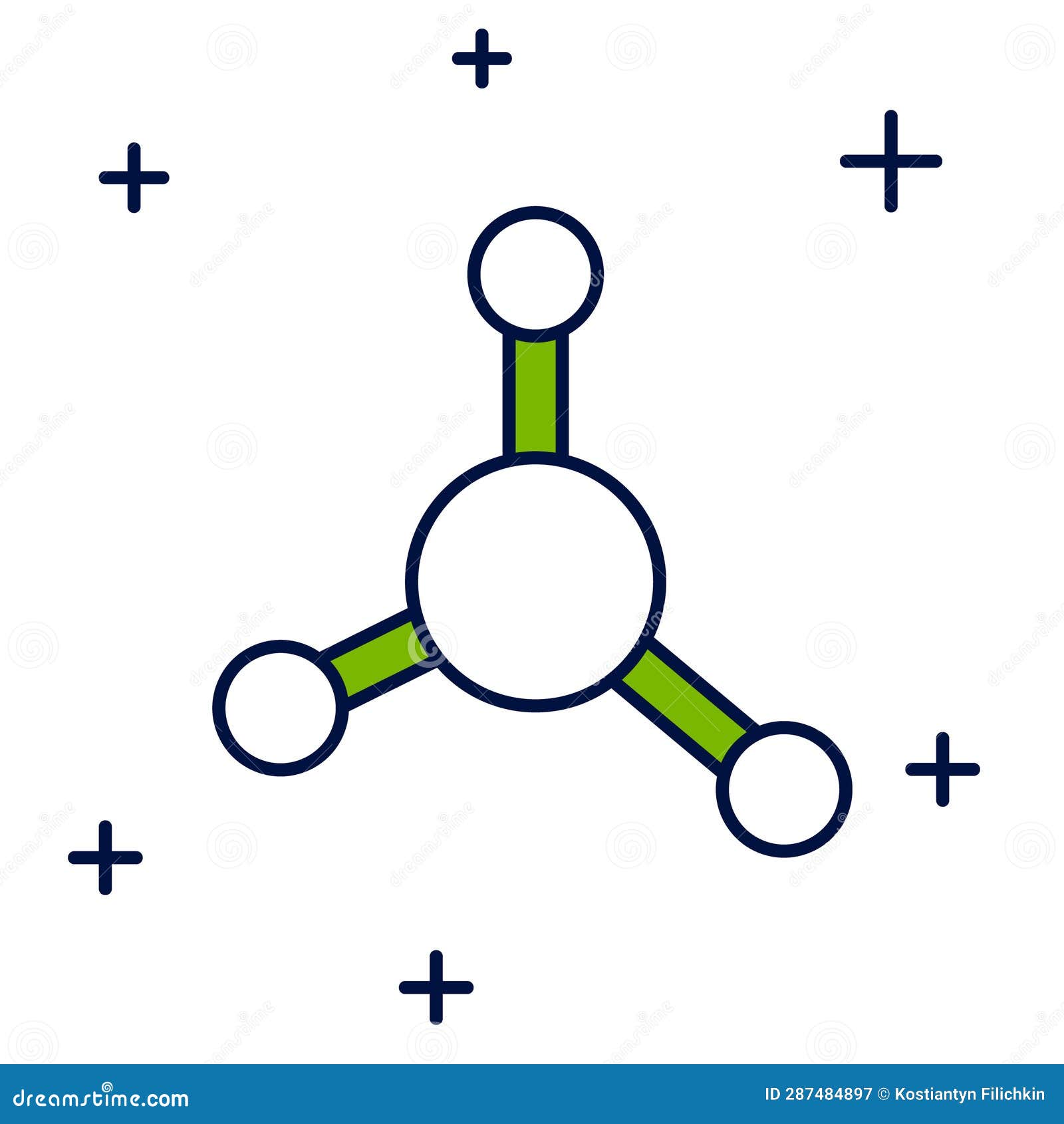 Filled Outline Molecule Icon Isolated on White Background. Structure of ...