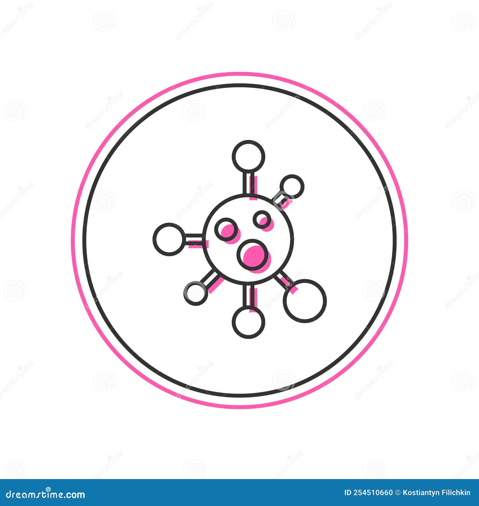 Filled Outline Molecule Icon Isolated on White Background. Structure of ...