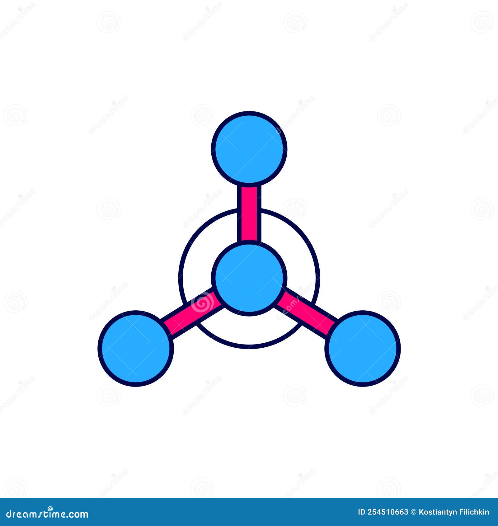 Filled Outline Molecule Icon Isolated on White Background. Structure of ...