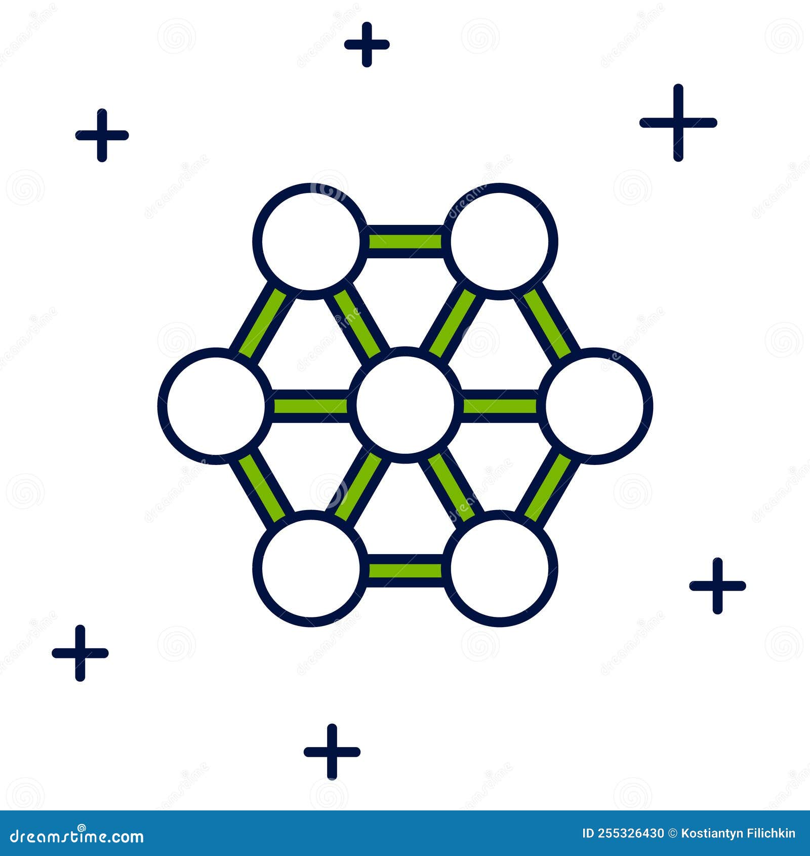 Filled Outline Molecule Icon Isolated on White Background. Structure of ...