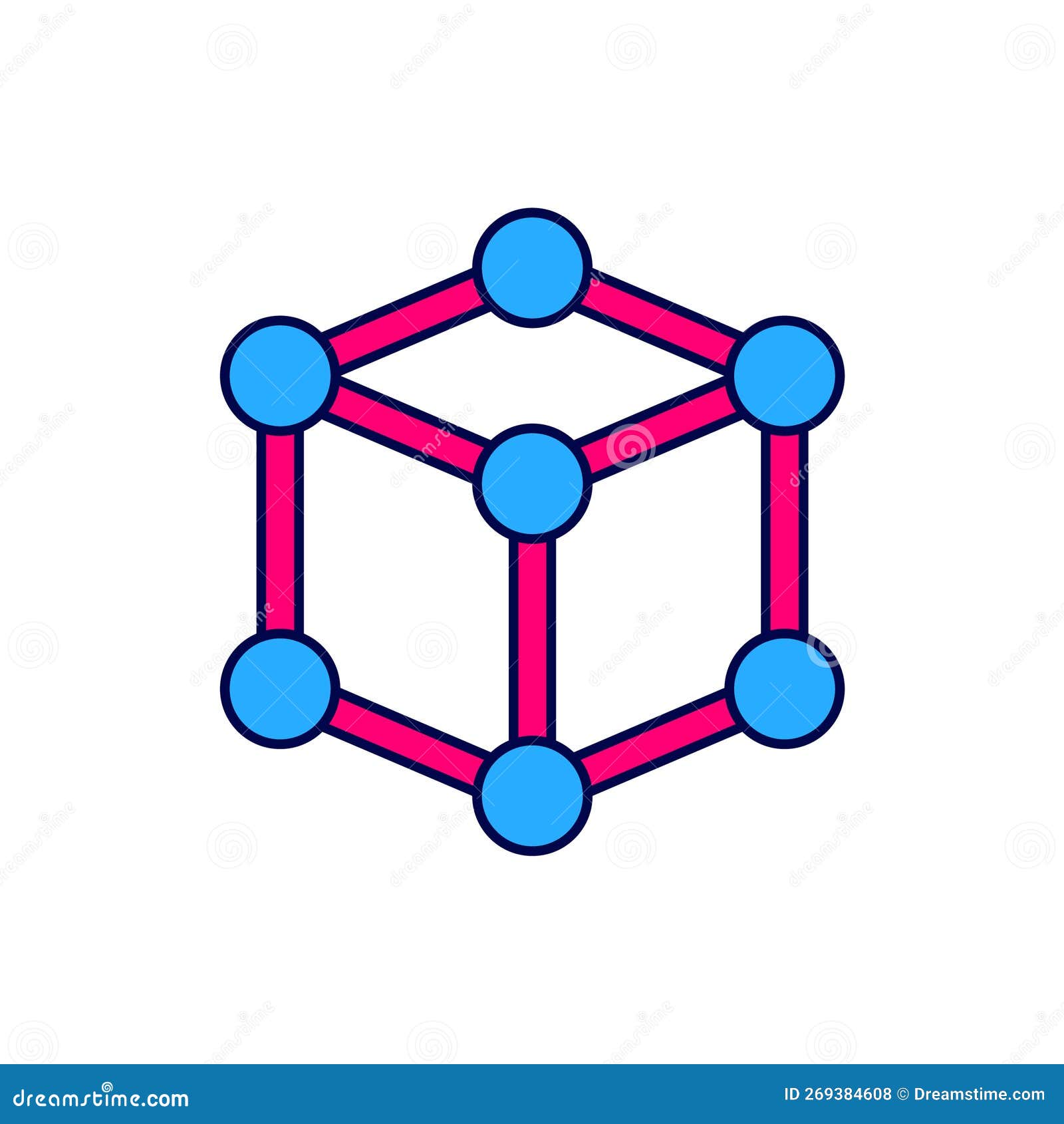Filled Outline Molecule Icon Isolated on White Background. Structure of ...