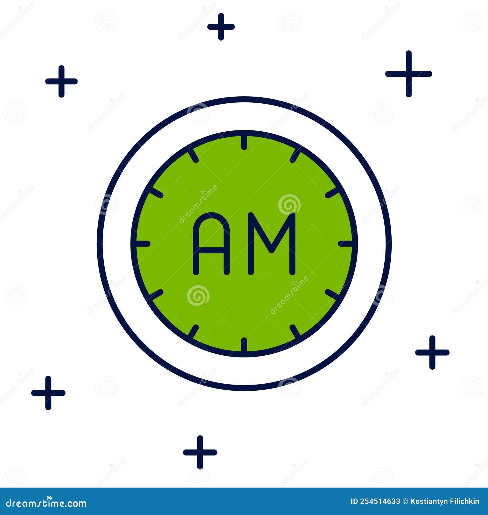 Filled Outline Morning Time Icon Isolated on White Background. Time ...