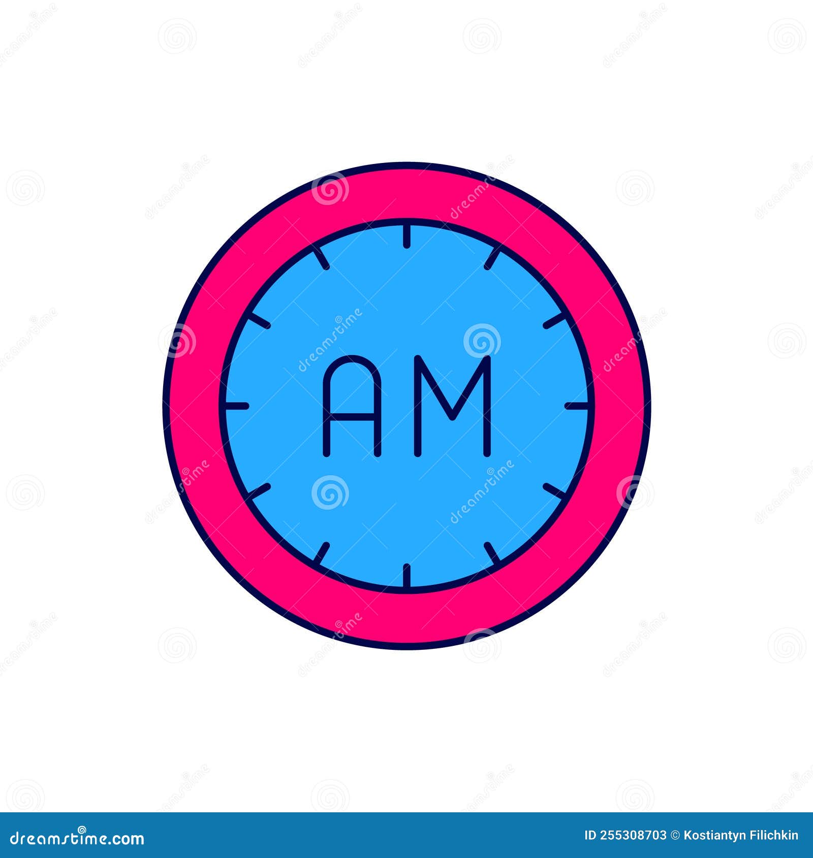 Filled Outline Morning Time Icon Isolated on White Background. Time ...