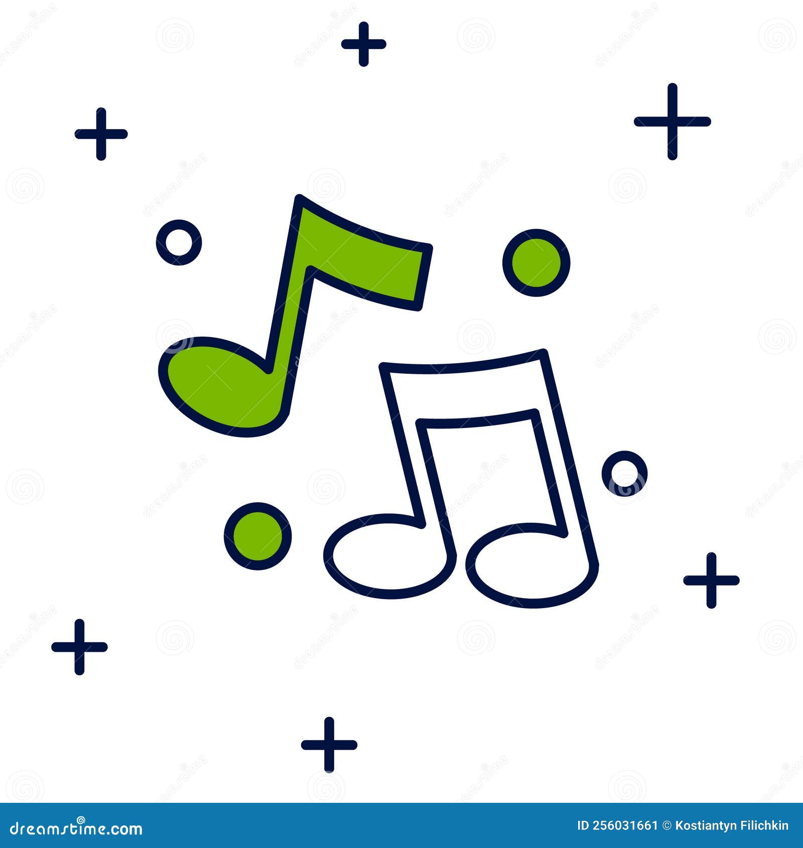 Filled Outline Music Note, Tone Icon Isolated on White Background ...