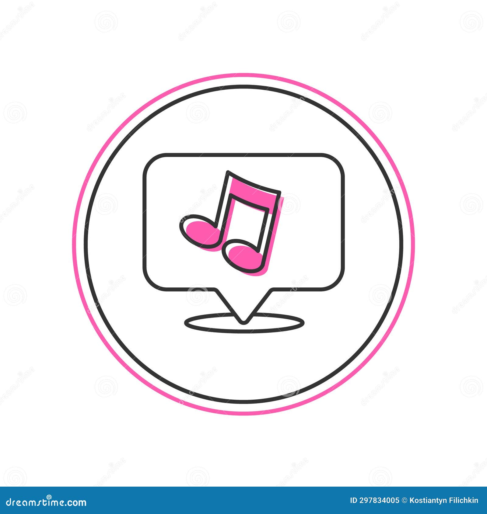 Filled Outline Music Note, Tone Icon Isolated on White Background ...