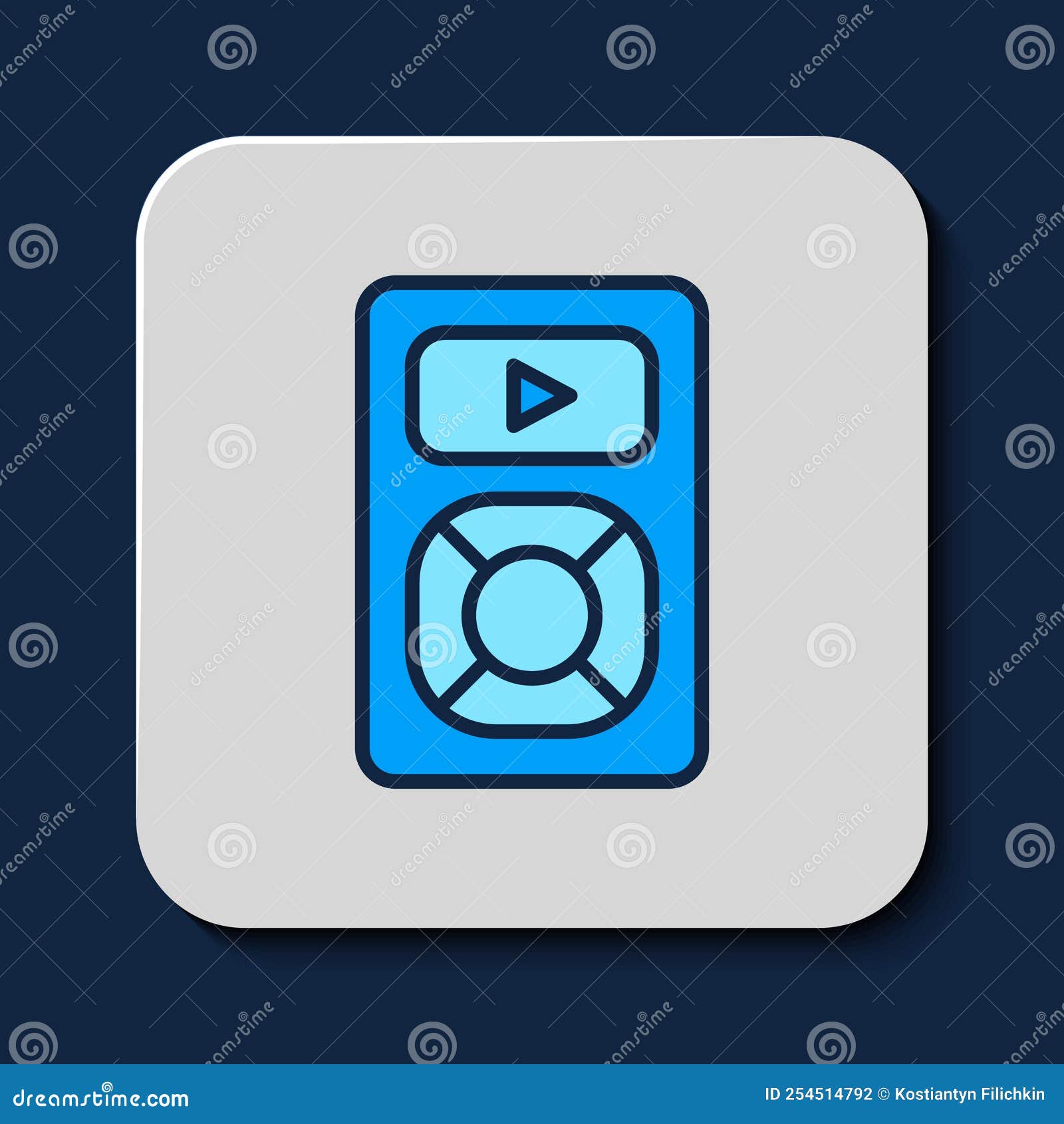Filled Outline Music Player Icon Isolated on Blue Background. Portable ...