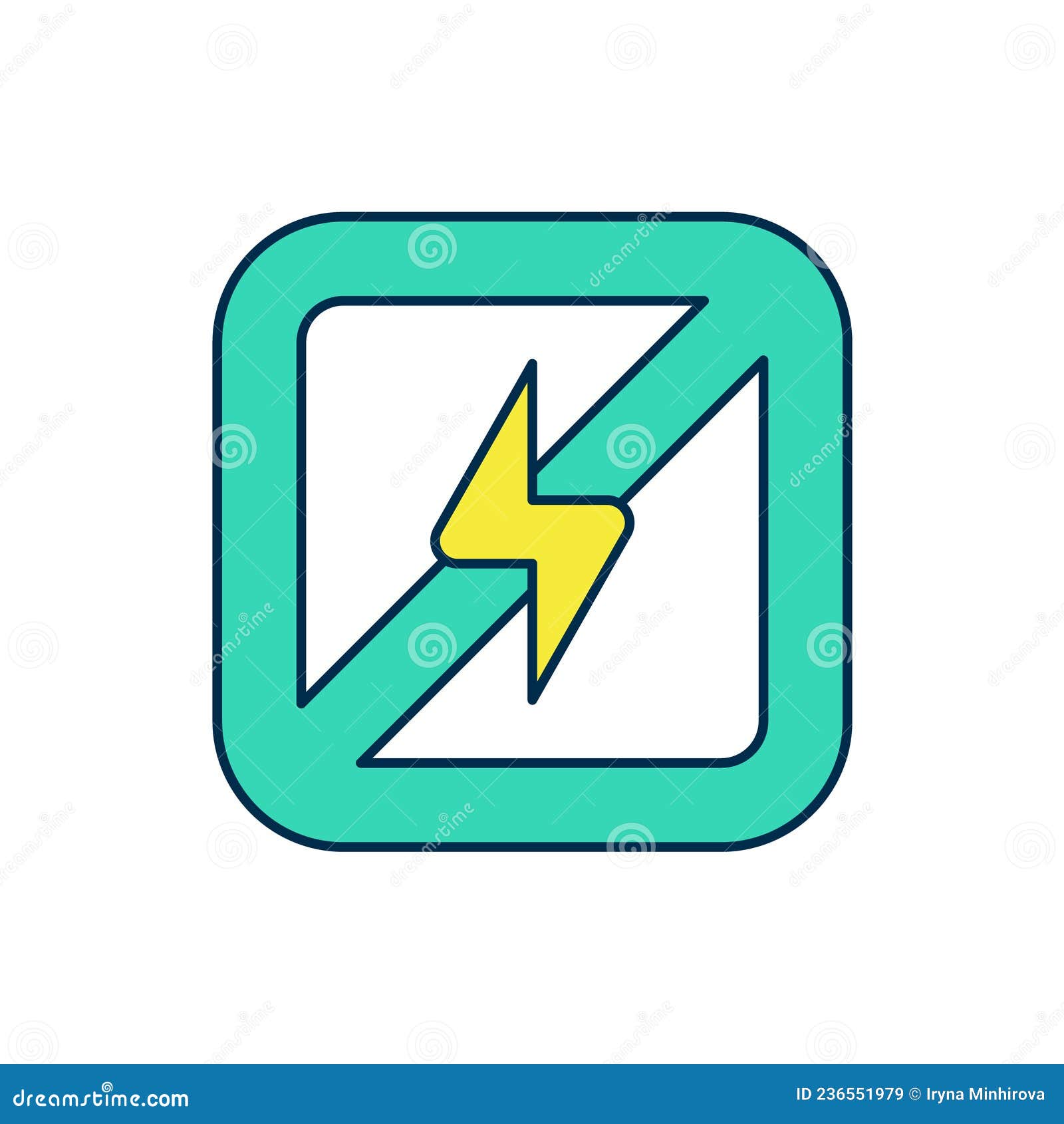 Filled Outline No Lightning Icon Isolated on White Background. No ...