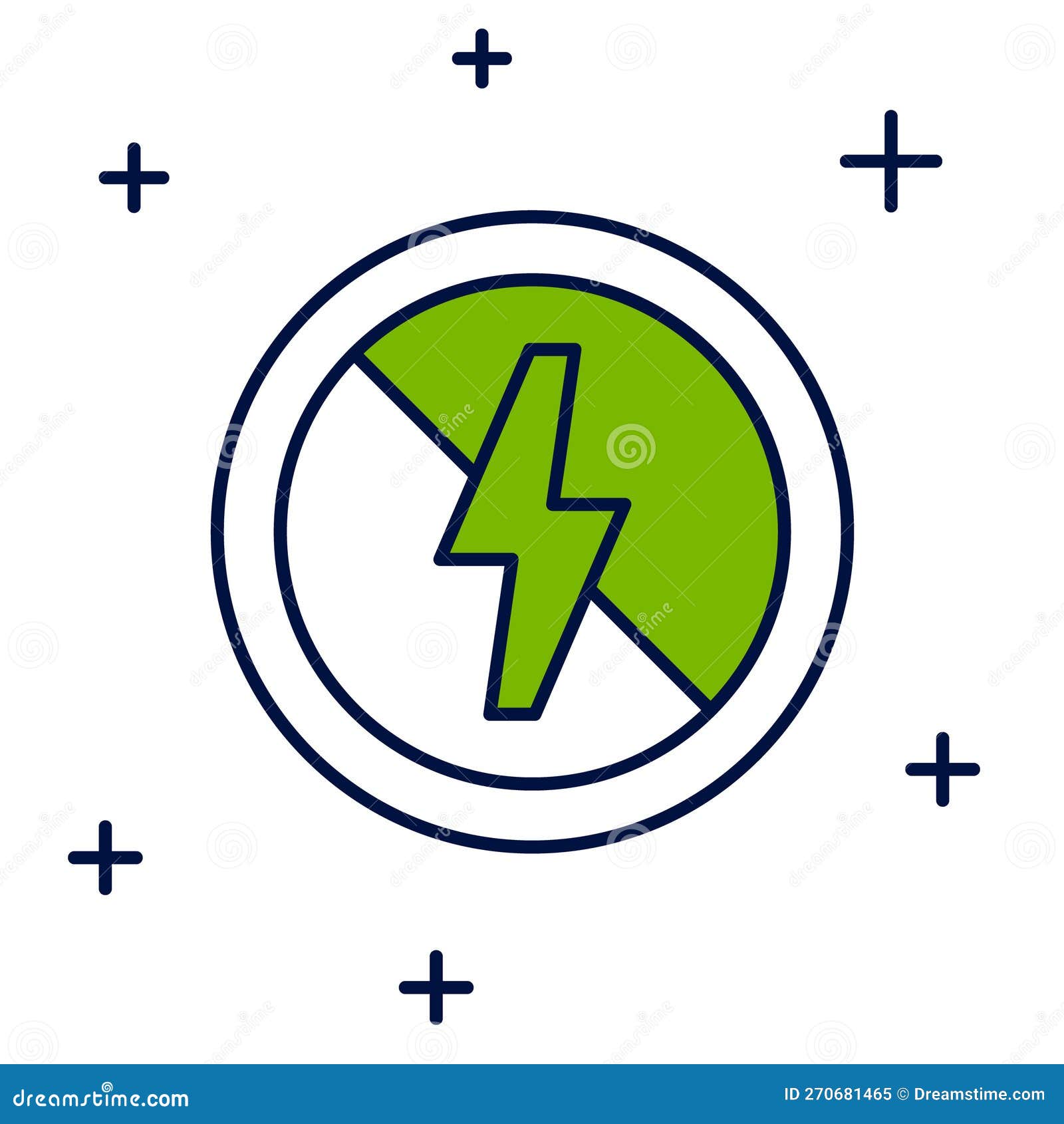 Filled Outline No Lightning Icon Isolated on White Background. No ...