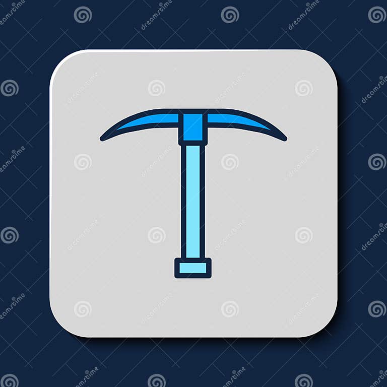 Filled Outline Pickaxe Icon Isolated on Blue Background. Vector Stock ...