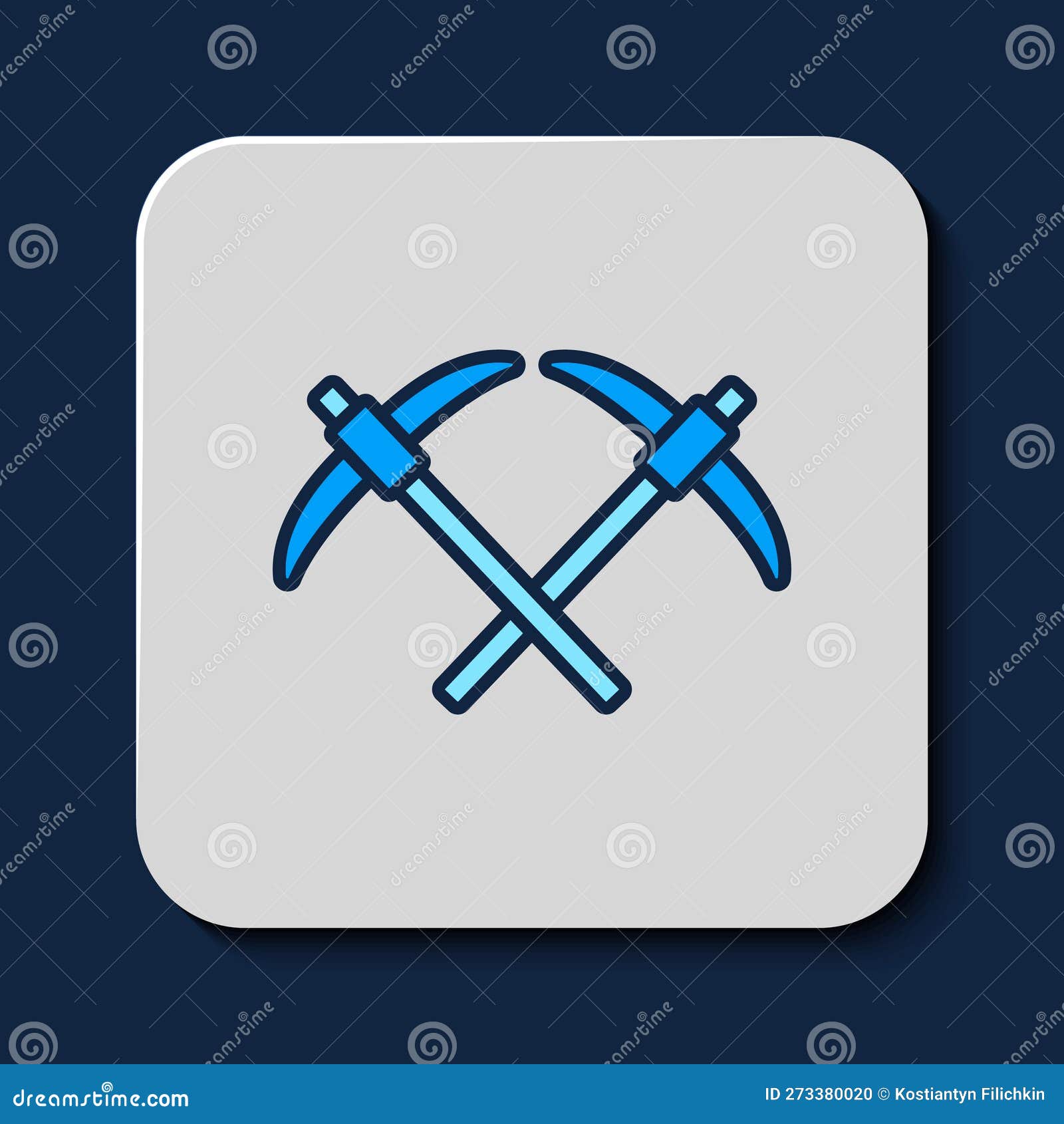 Filled Outline Pickaxe Icon Isolated on Blue Background. Vector Stock ...