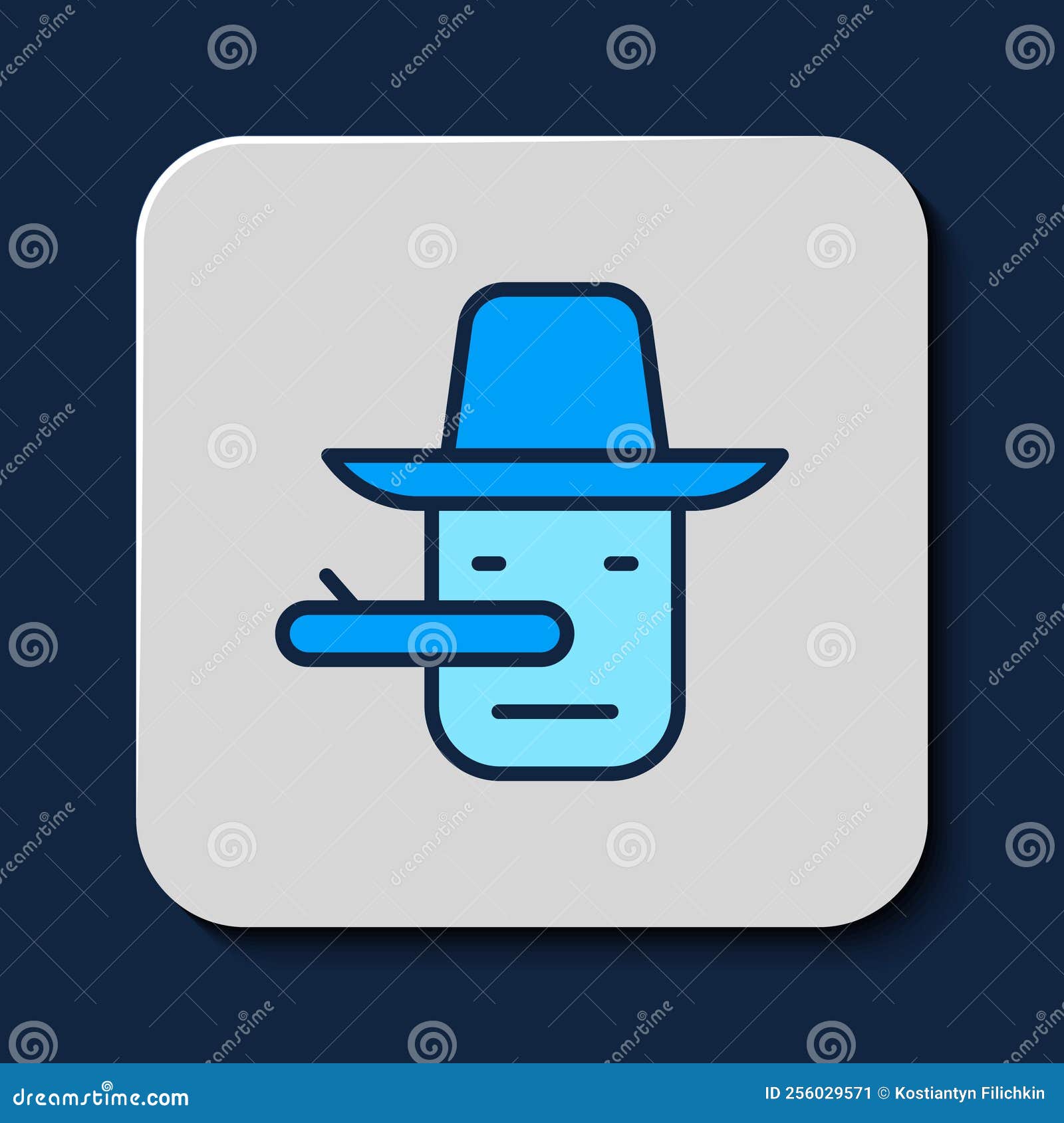 Filled Outline Pinocchio Icon Isolated on Blue Background. Vector Stock Illustration ...