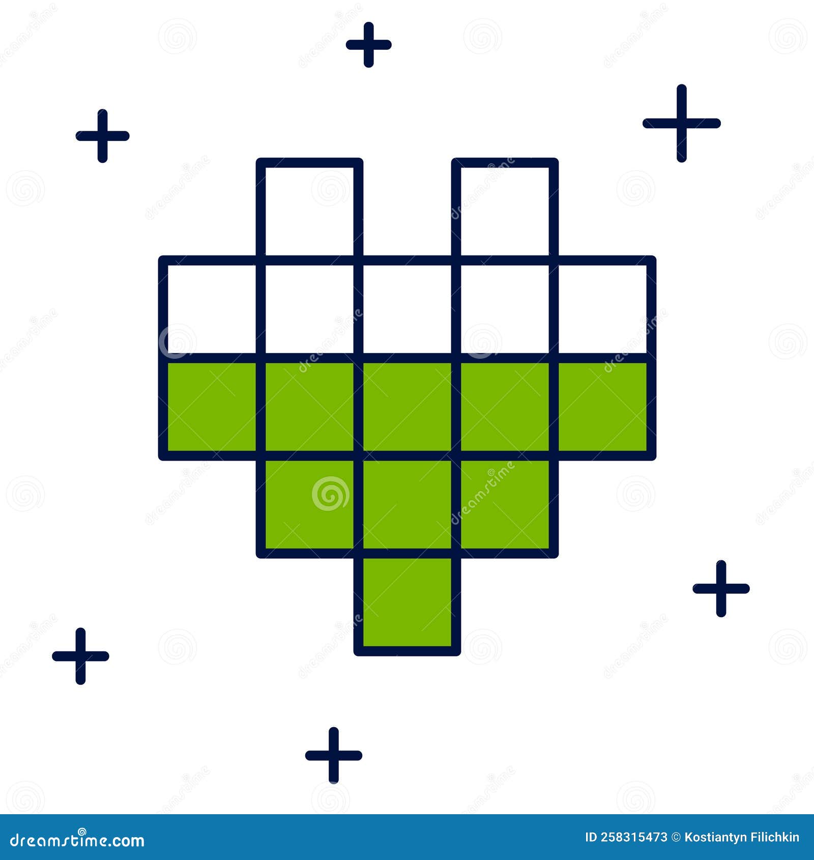 Filled Outline Pixel Hearts for Game Icon Isolated on White Background ...