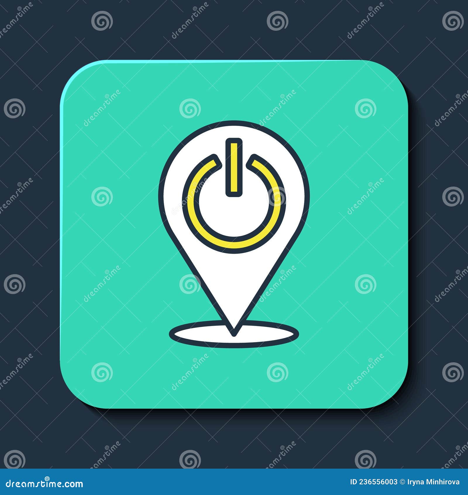 Filled Outline Power Button Icon Isolated on Blue Background. Start ...