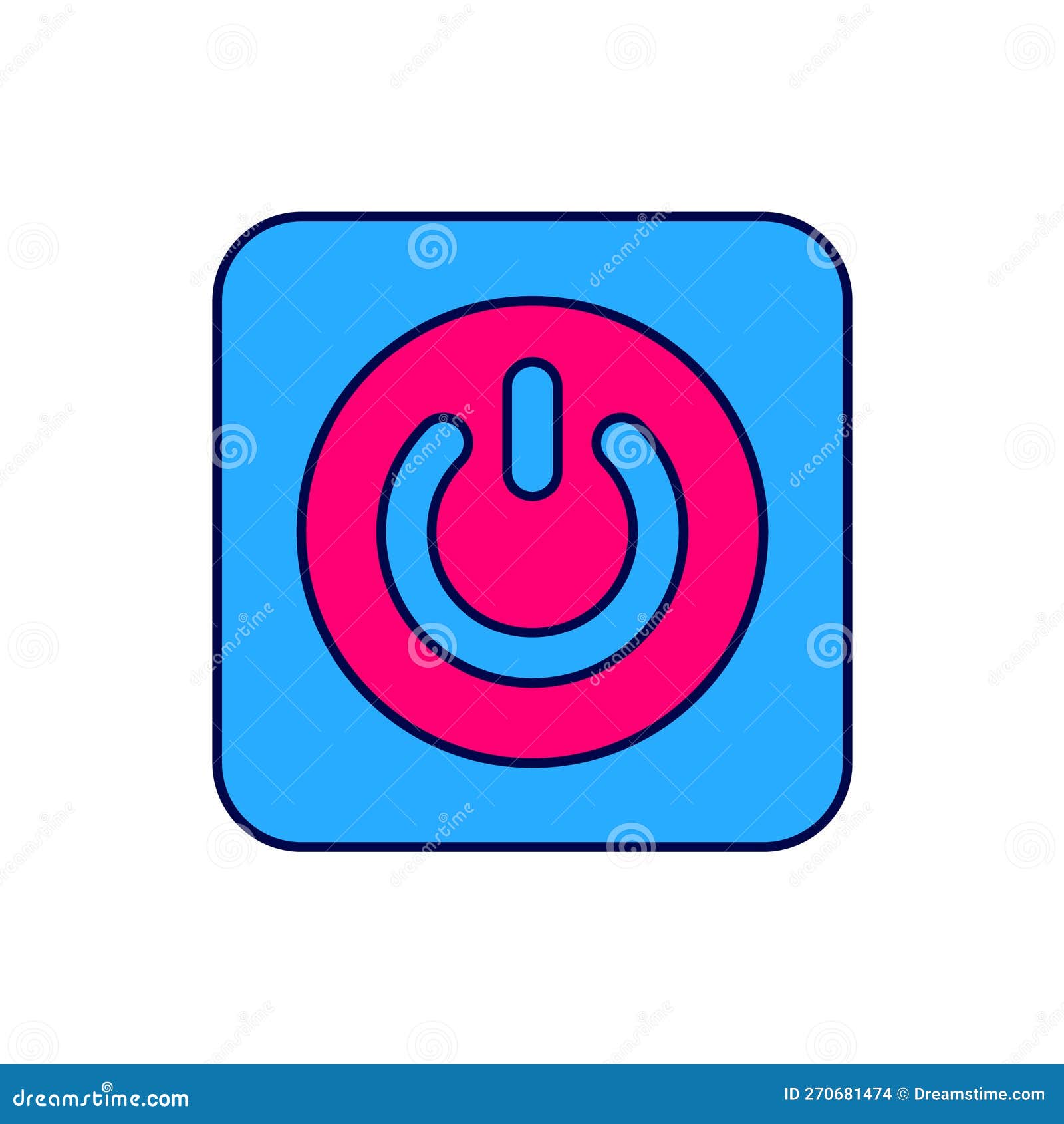 Filled Outline Power Button Icon Isolated on White Background. Start ...