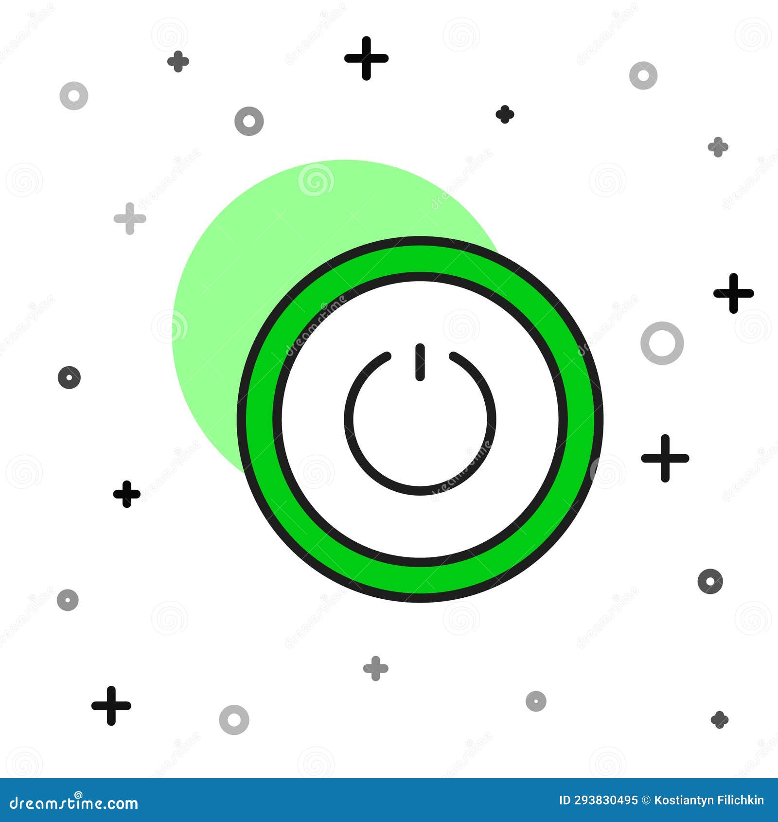 Outline Power Button. Isolated Start And Stop Symbol On Transparent ...