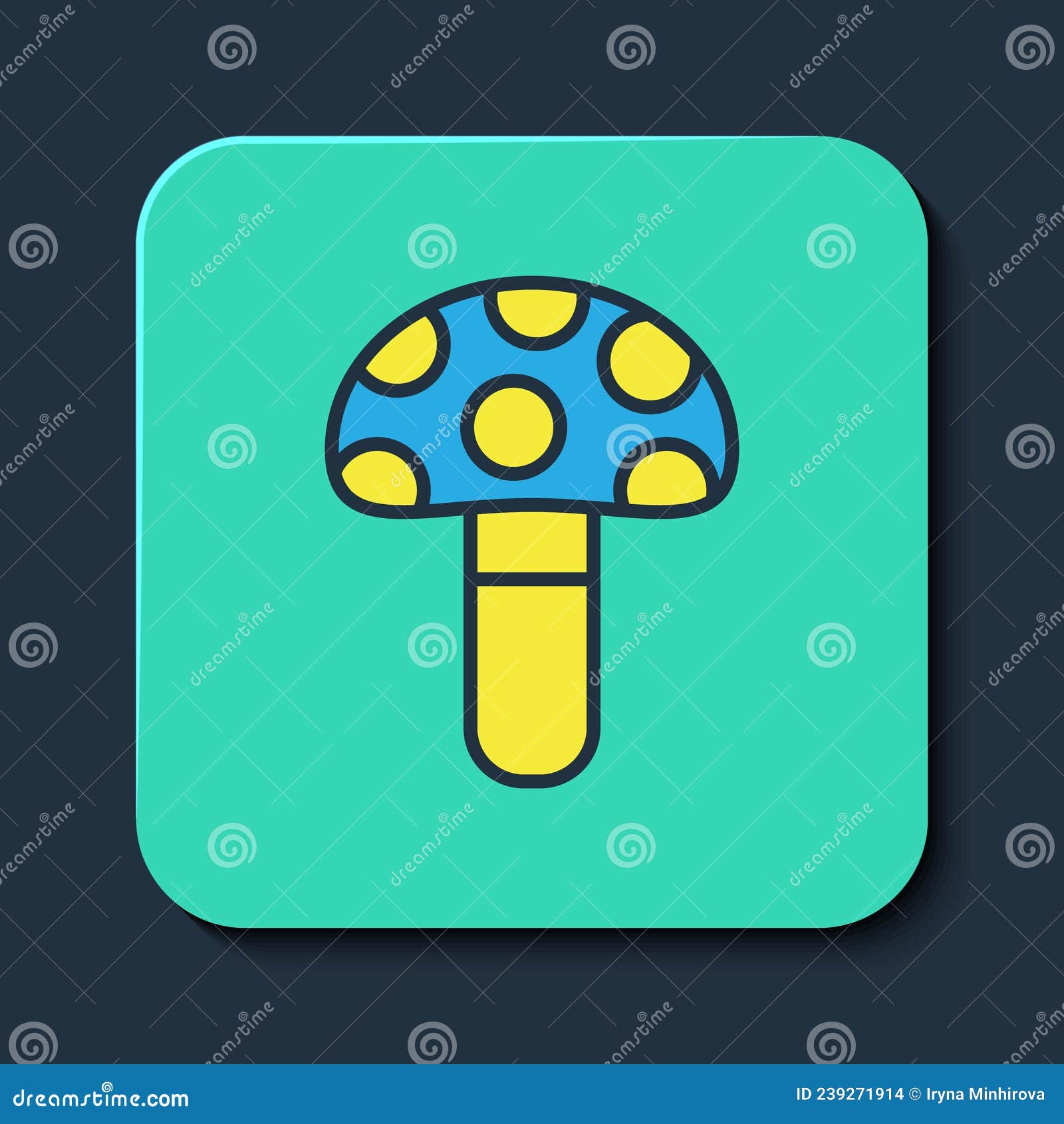 Filled Outline Psilocybin Mushroom Icon Isolated on Blue Background ...