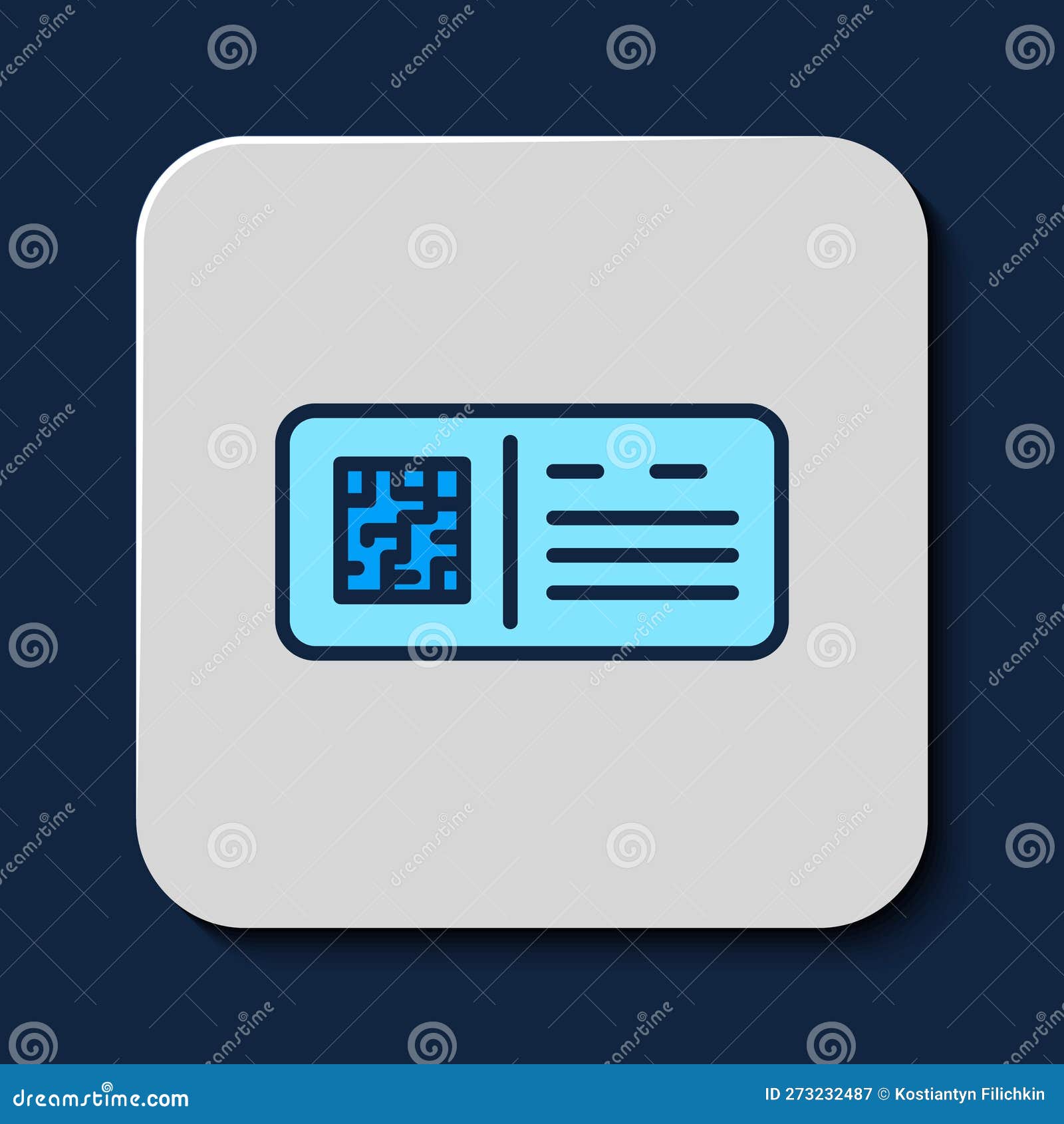 Filled Outline QR Code Ticket Train Icon Isolated on Blue Background ...