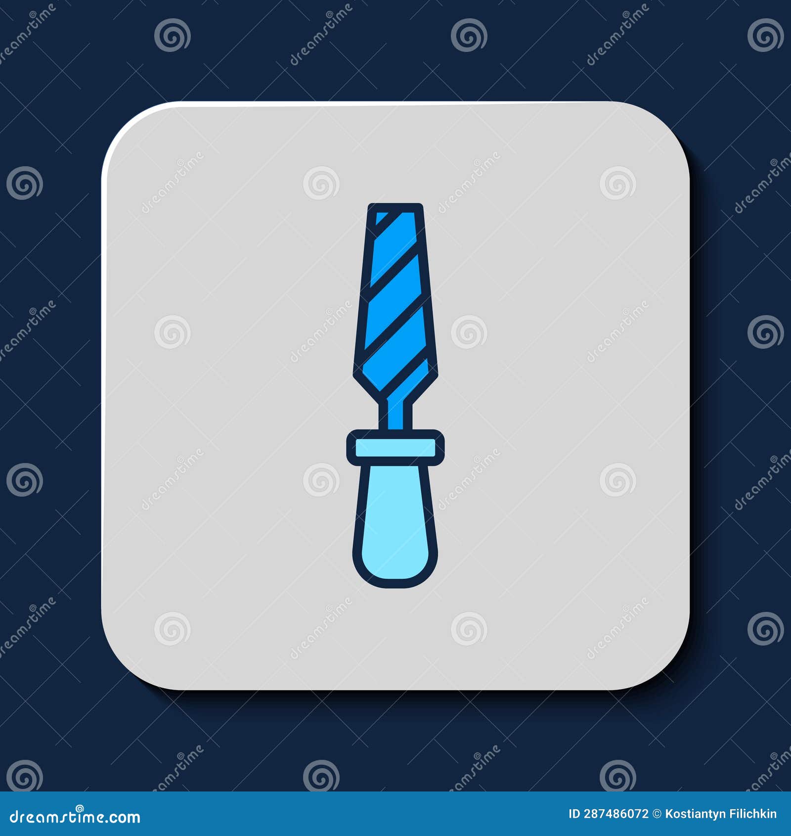 Filled Outline Rasp Metal File Icon Isolated on Blue Background. Rasp ...