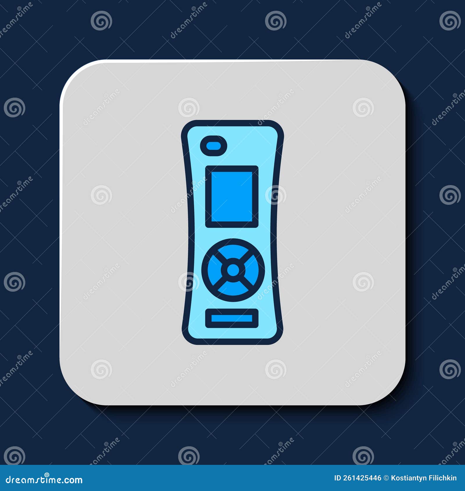Filled Outline Remote Control Icon Isolated on Blue Background. Vector ...