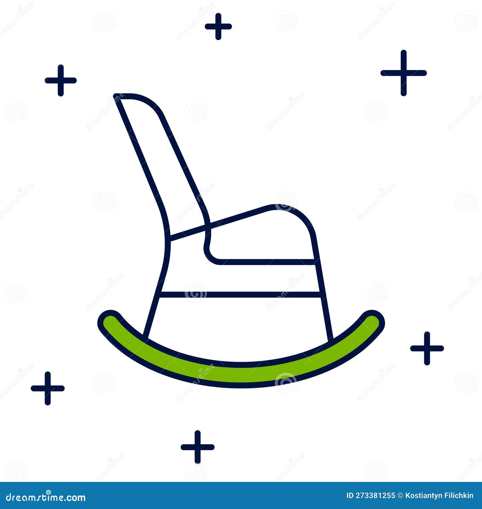 Filled Outline Rocking Chair Icon Isolated on White Background. Vector ...