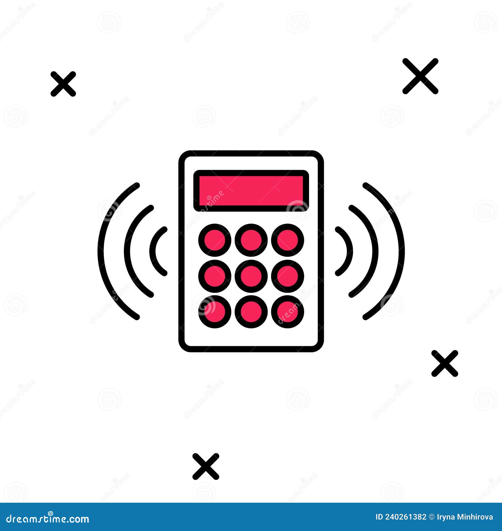 Filled Outline Security System Control Panel with Display Icon Isolated ...
