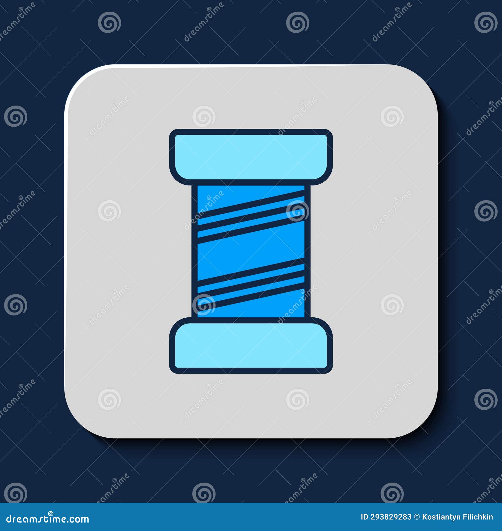 Filled Outline Sewing Thread on Spool Icon Isolated on Blue Background ...
