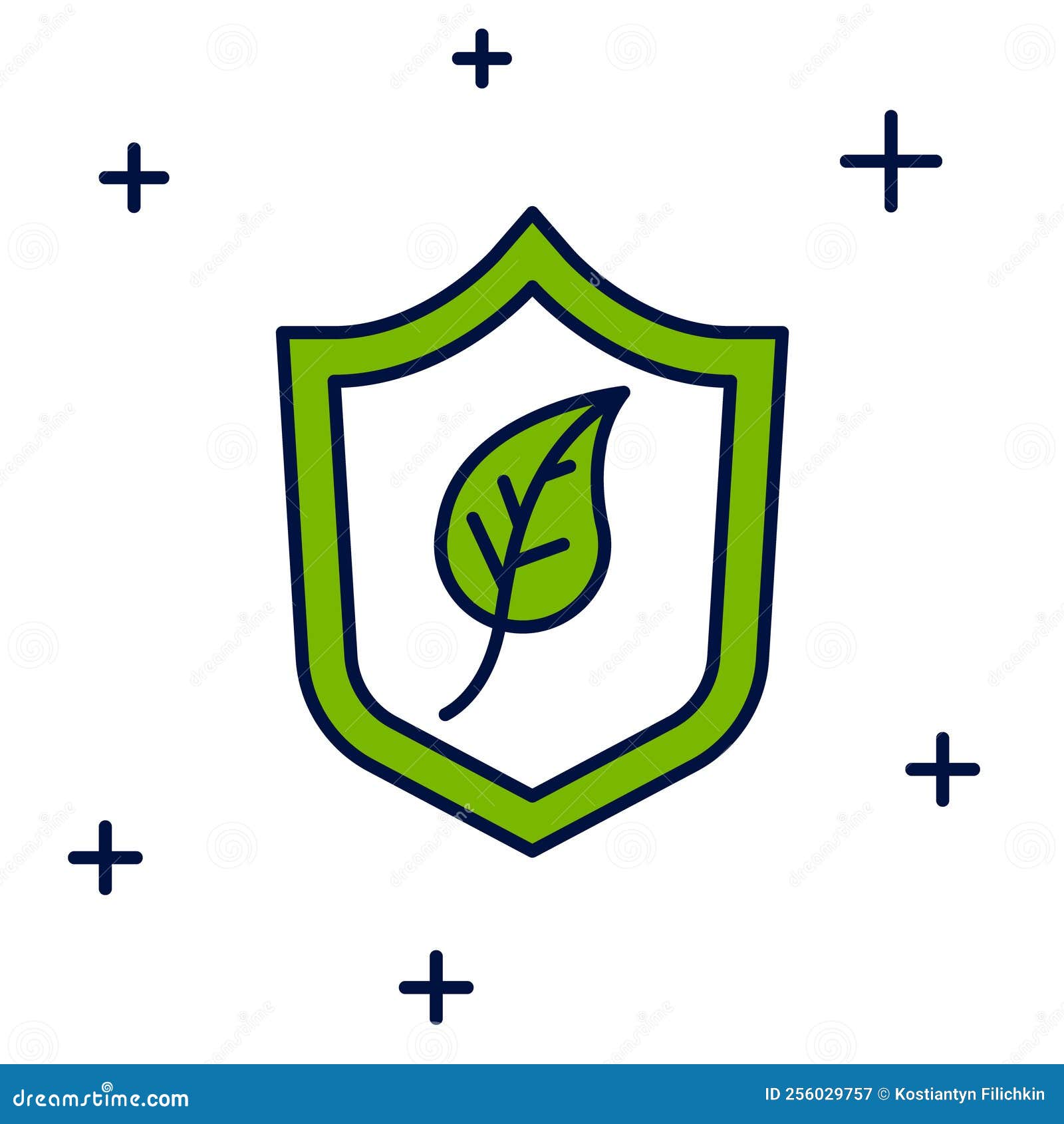 Filled Outline Shield with Leaf Icon Isolated on White Background. Eco ...
