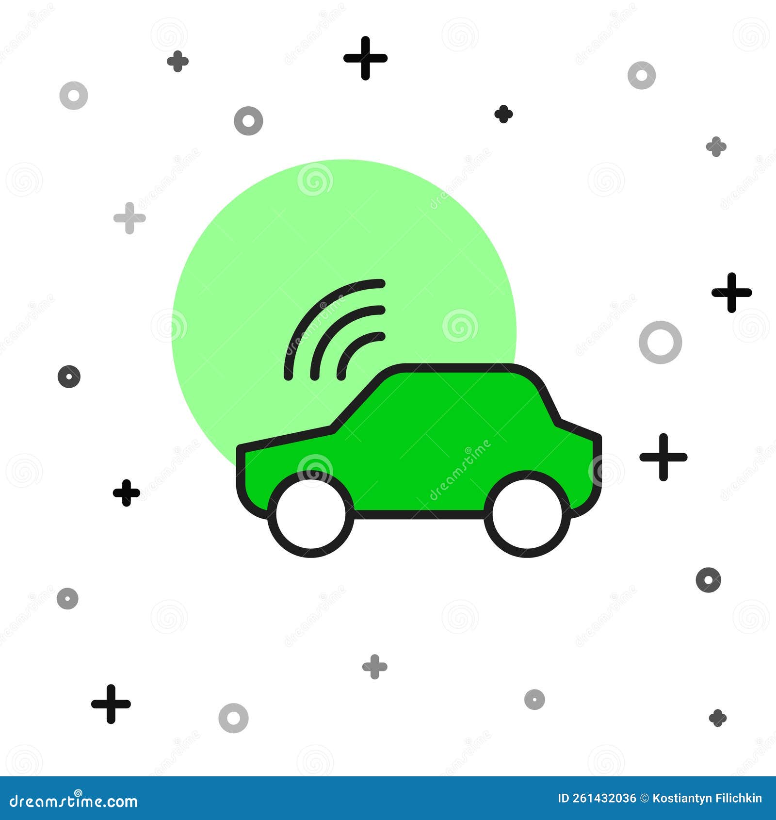 Filled Outline Smart Car System with Wireless Connection Icon Isolated ...