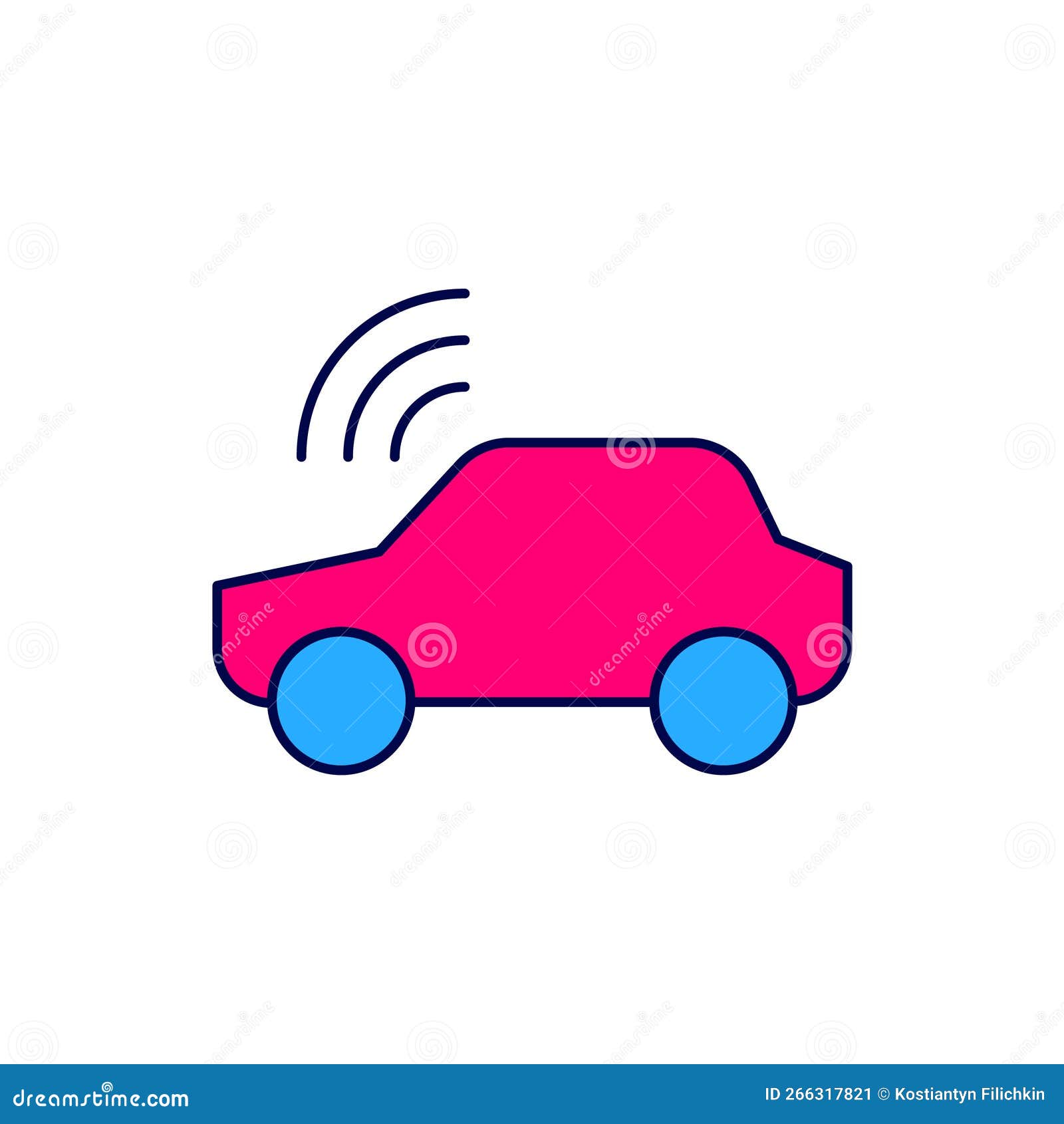 Filled Outline Smart Car System with Wireless Connection Icon Isolated ...