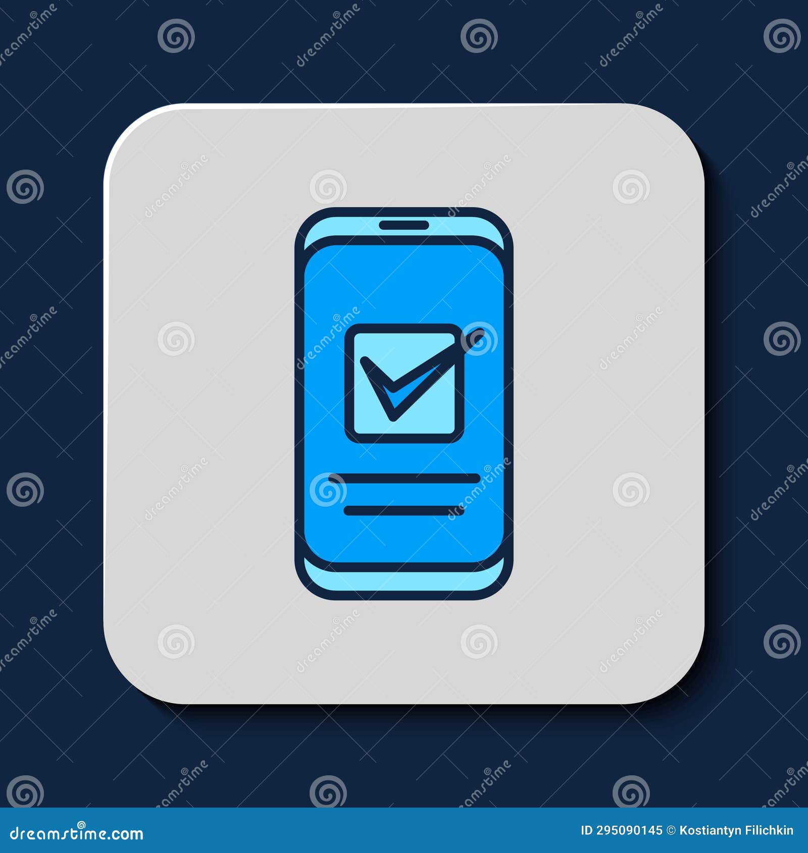 Filled Outline Smartphone, Mobile Phone Icon Isolated on Blue ...