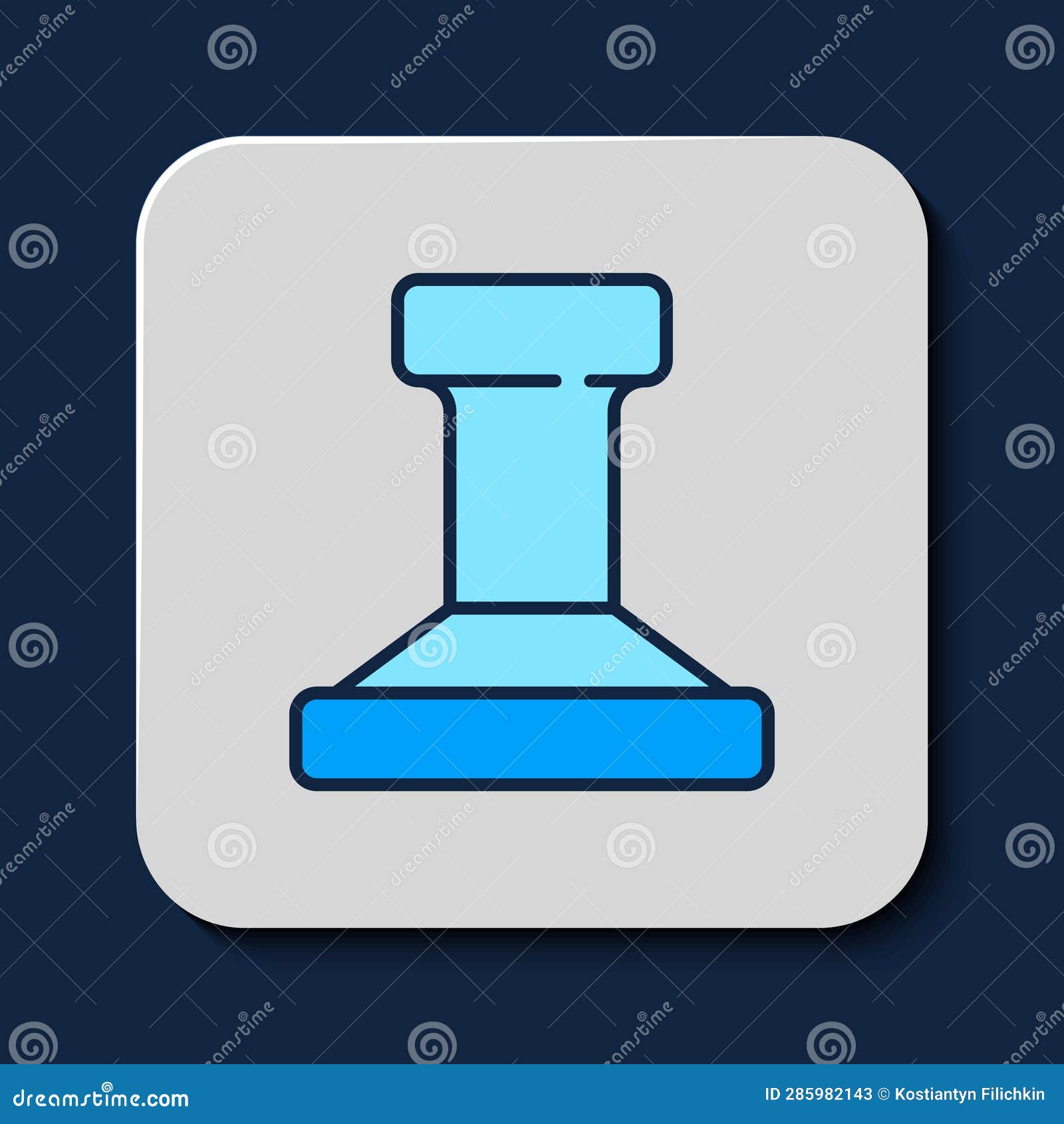 Filled Outline Stamp Icon Isolated on Blue Background. Vector Stock ...
